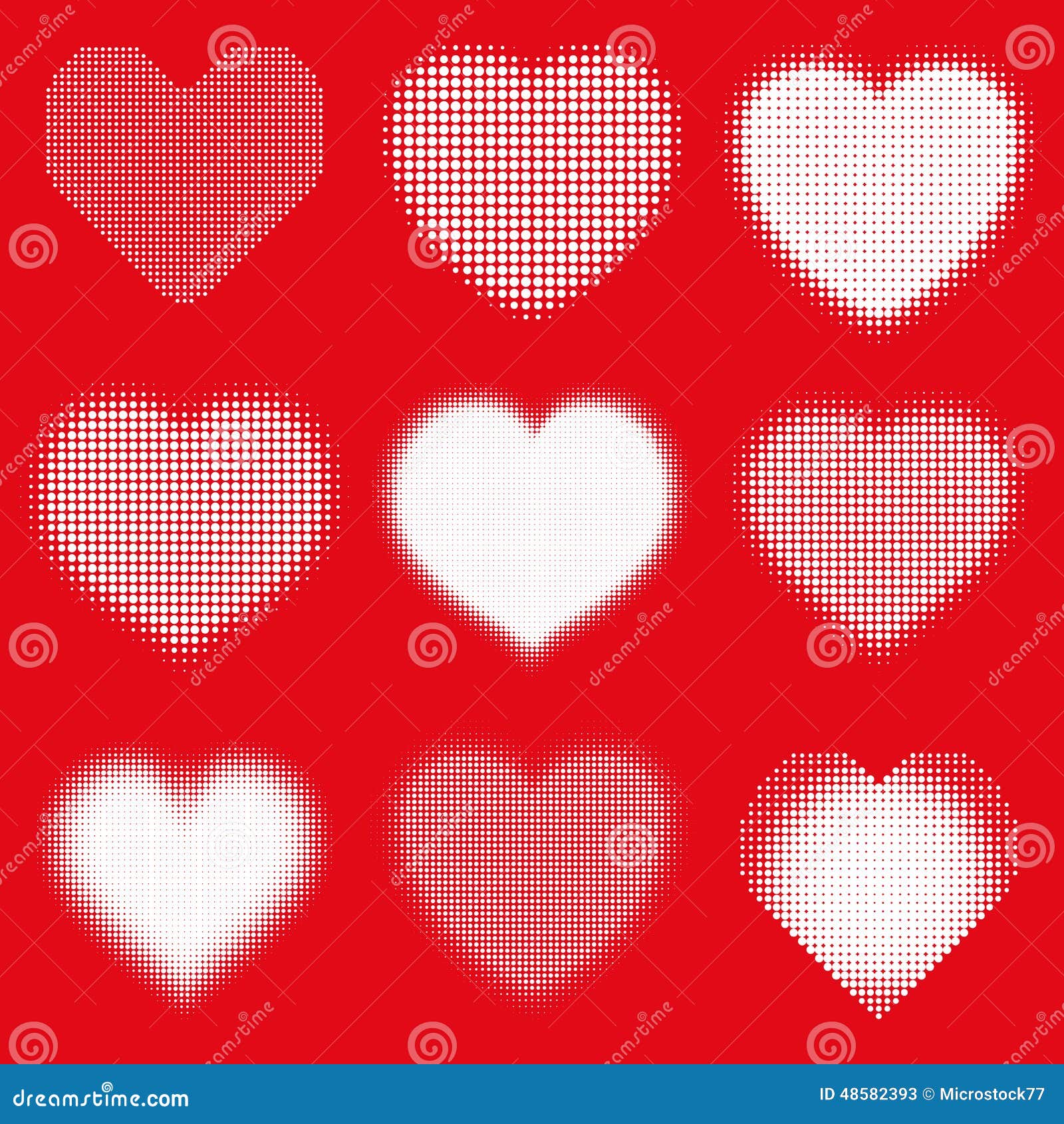 Heart halftone dots set stock vector. Illustration of effect - 48582393
