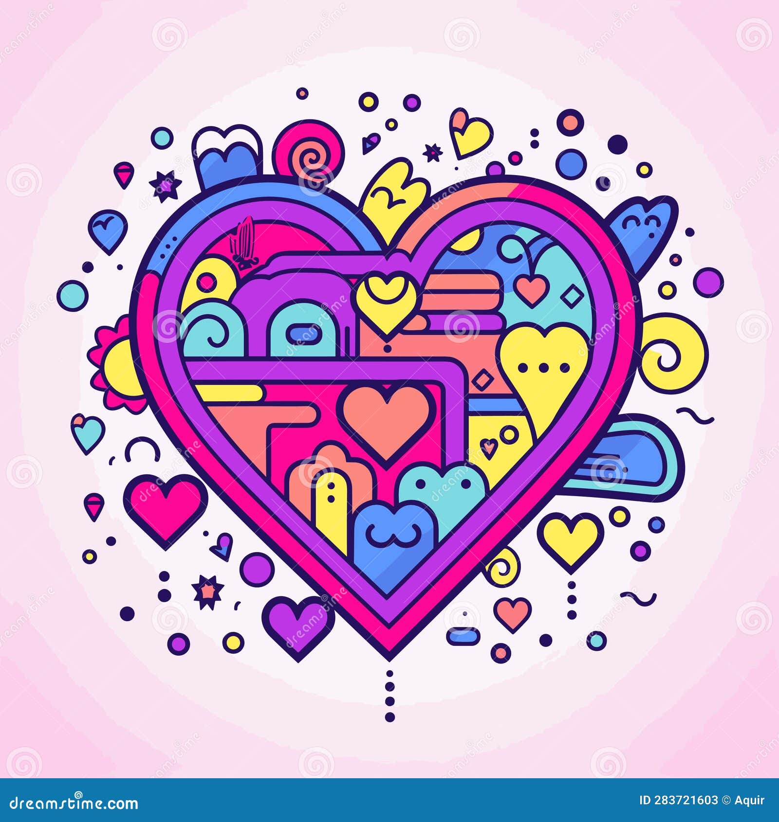 Heart Hand-drawn Comic Illustration. Heart. Vector Doodle Style Cartoon ...