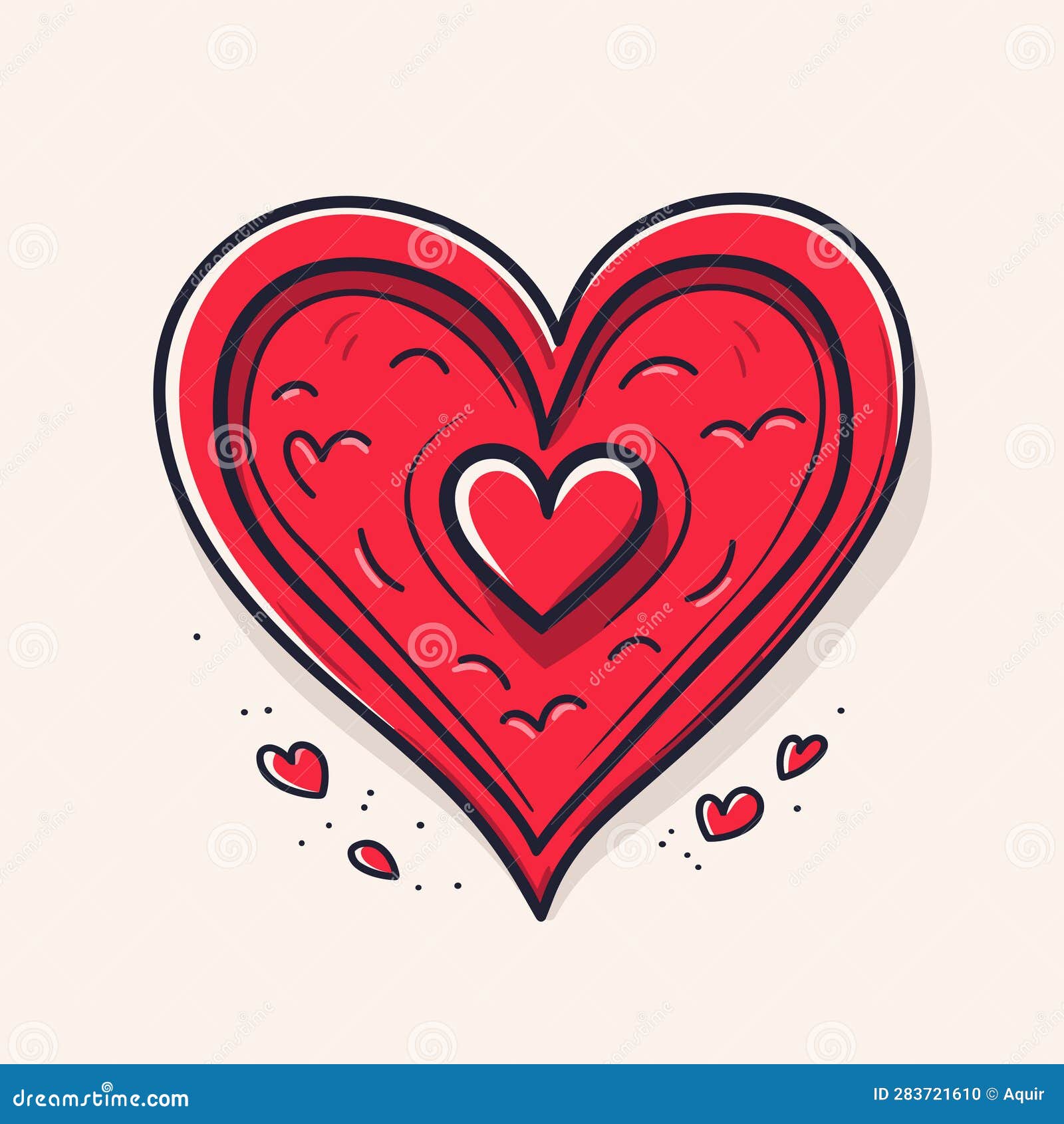 Heart Hand-drawn Comic Illustration. Heart. Vector Doodle Style Cartoon ...