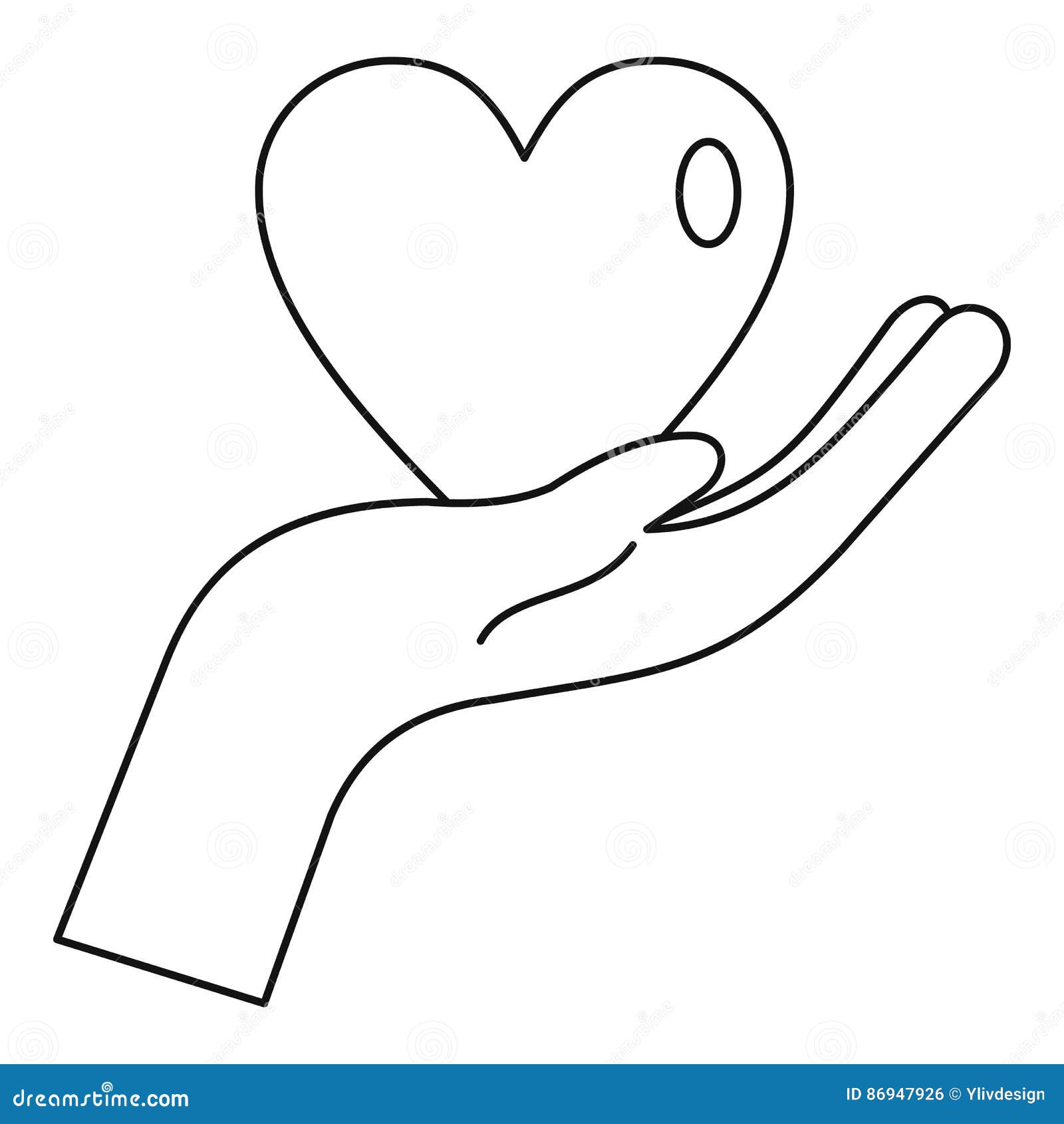 Heart in Hand Icon, Outline Style Stock Vector - Illustration of life ...