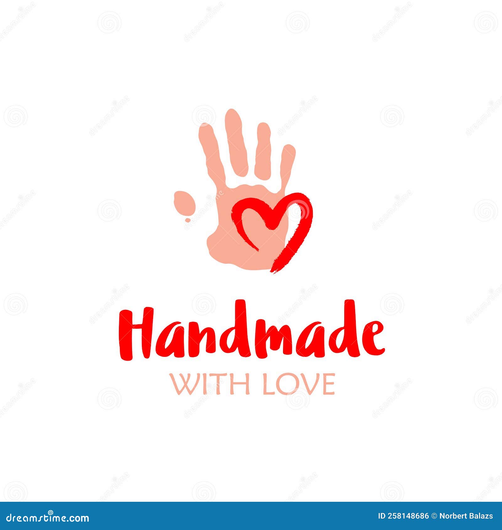 Handmade with Love Hand Logo Template. Stock Vector - Illustration of ...