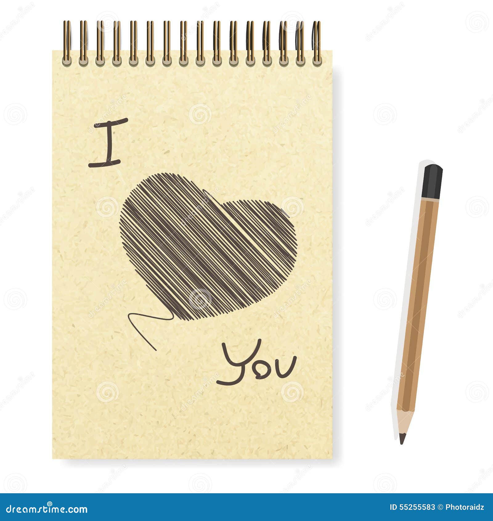 Heart Hand Painted Blank Realistic Spiral Notepad Notebook and P Stock ...