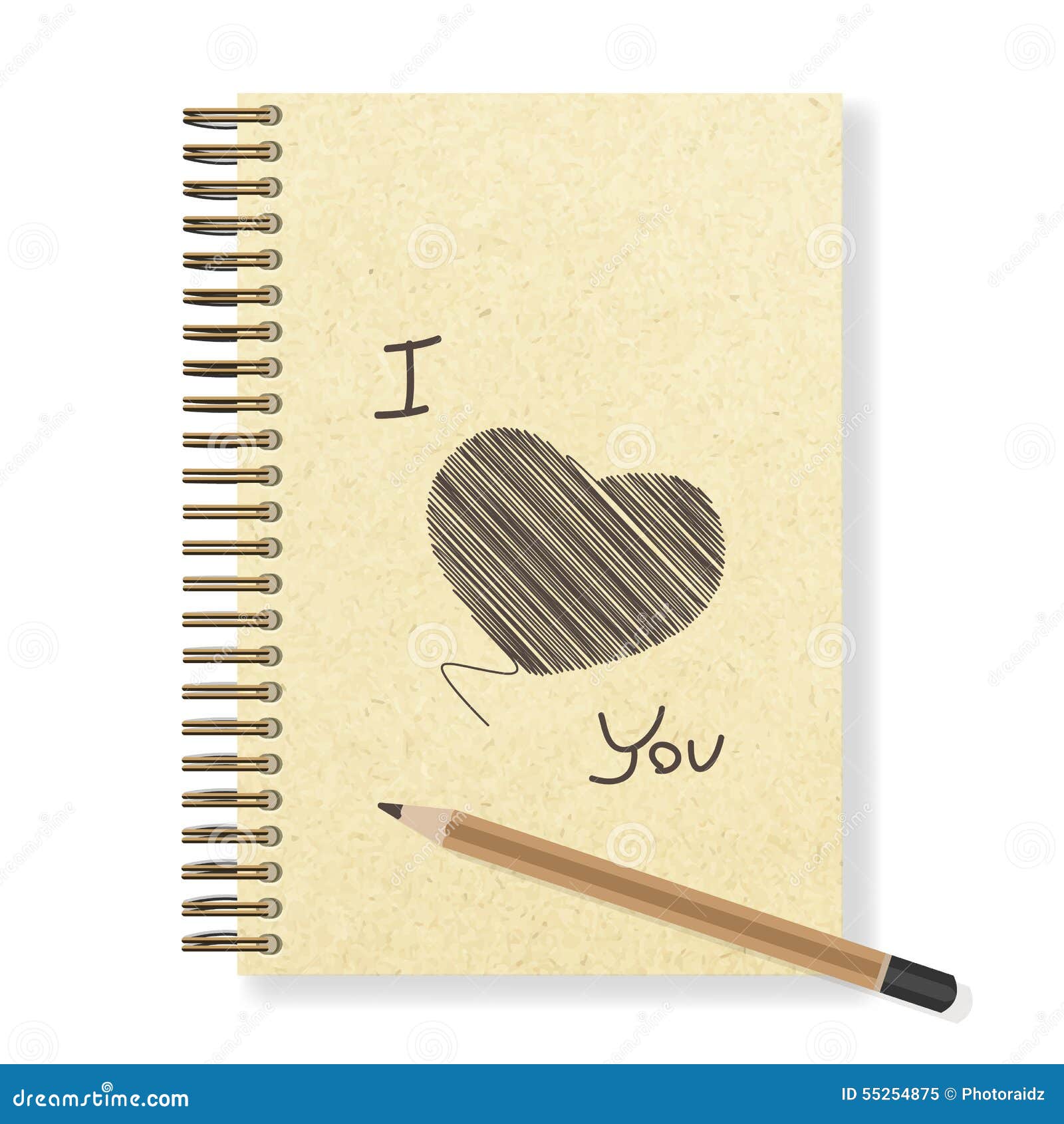 Heart Hand Painted Blank Realistic Spiral Notepad Notebook and Pencil ...