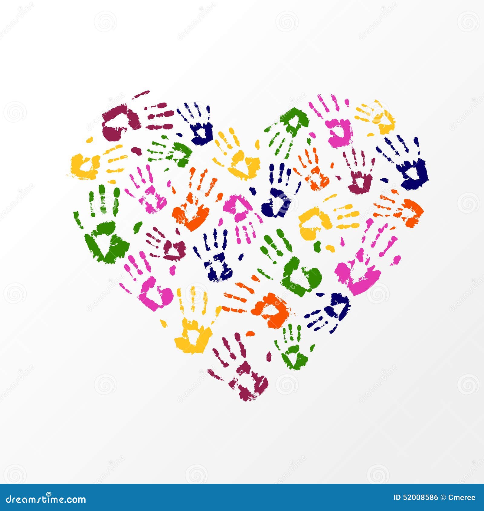 Heart of hand prints stock vector. Illustration of symbol - 52008586