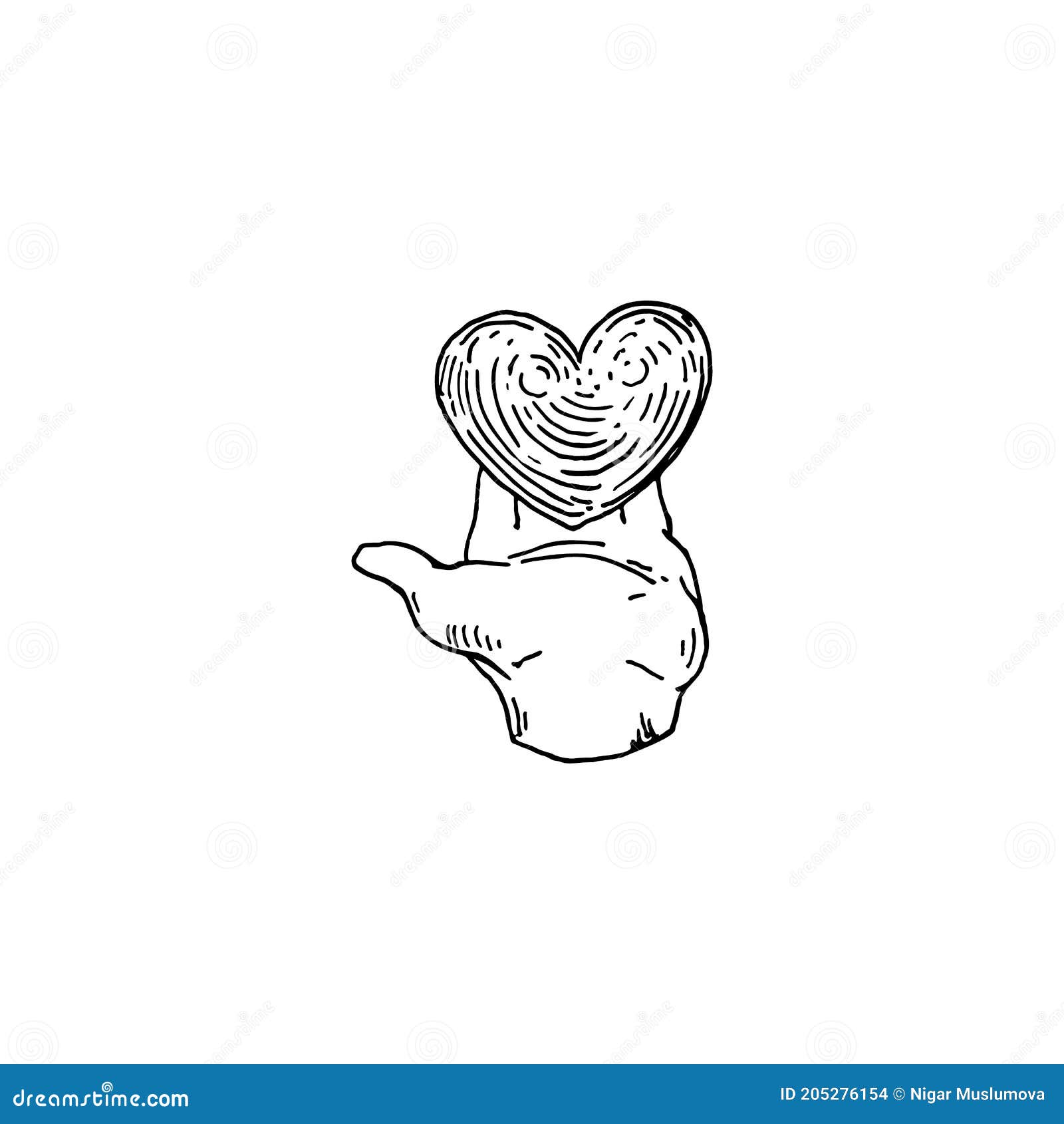 Heart in Hand Sketch Vector Illustration Stock Illustration ...