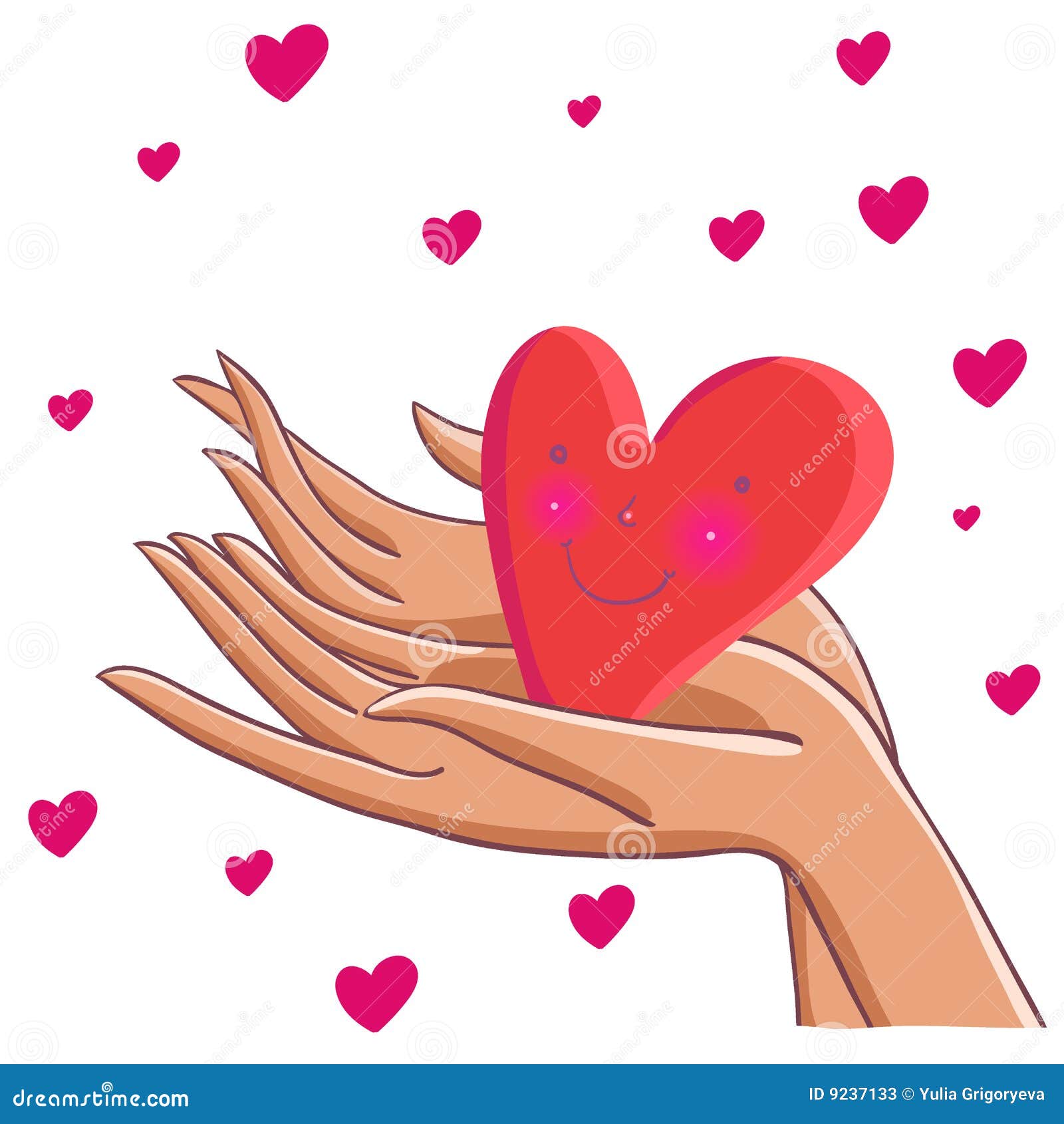 Heart in hands stock vector. Illustration of happiness - 9237133