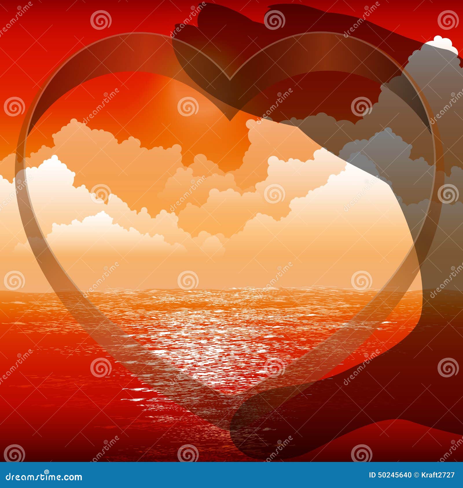 Heart in Hands on Background of Sunset Stock Illustration ...