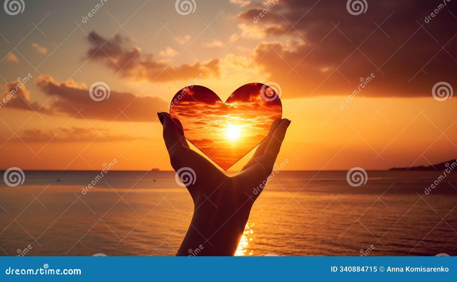Heart from Hands Over Water Sunset Stock Image - Image of sunrise ...