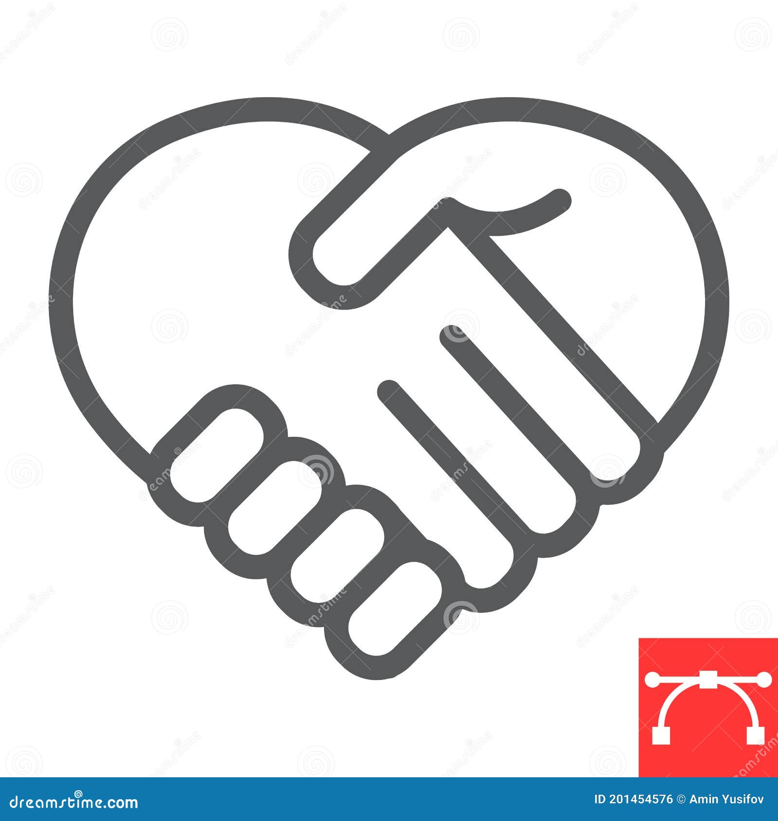Heart Handshake Line Icon, Love and Help, Handshake Sign Vector ...