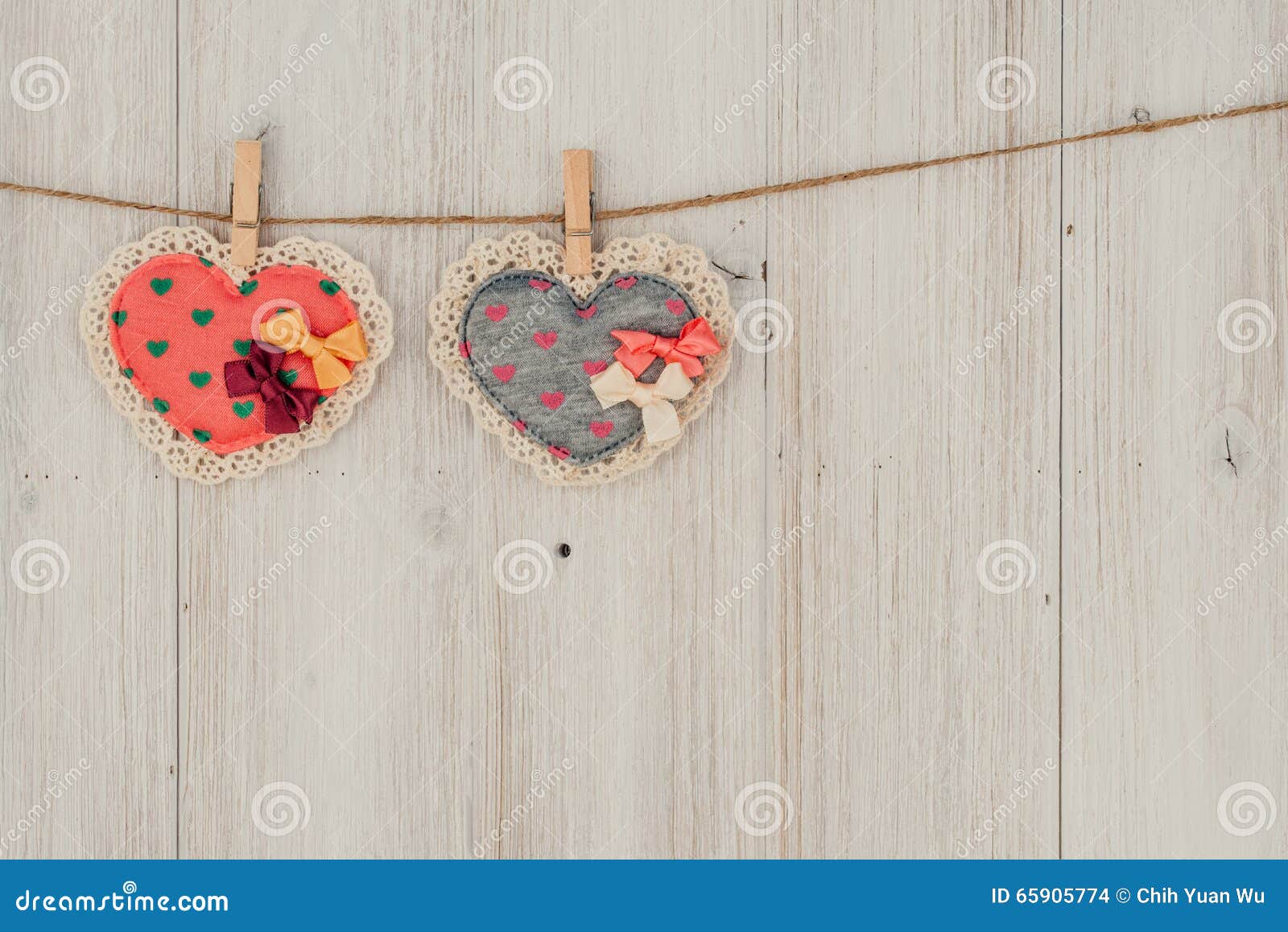 Heart Hanging on the Clothesline. on Old Wood Background Stock Photo ...