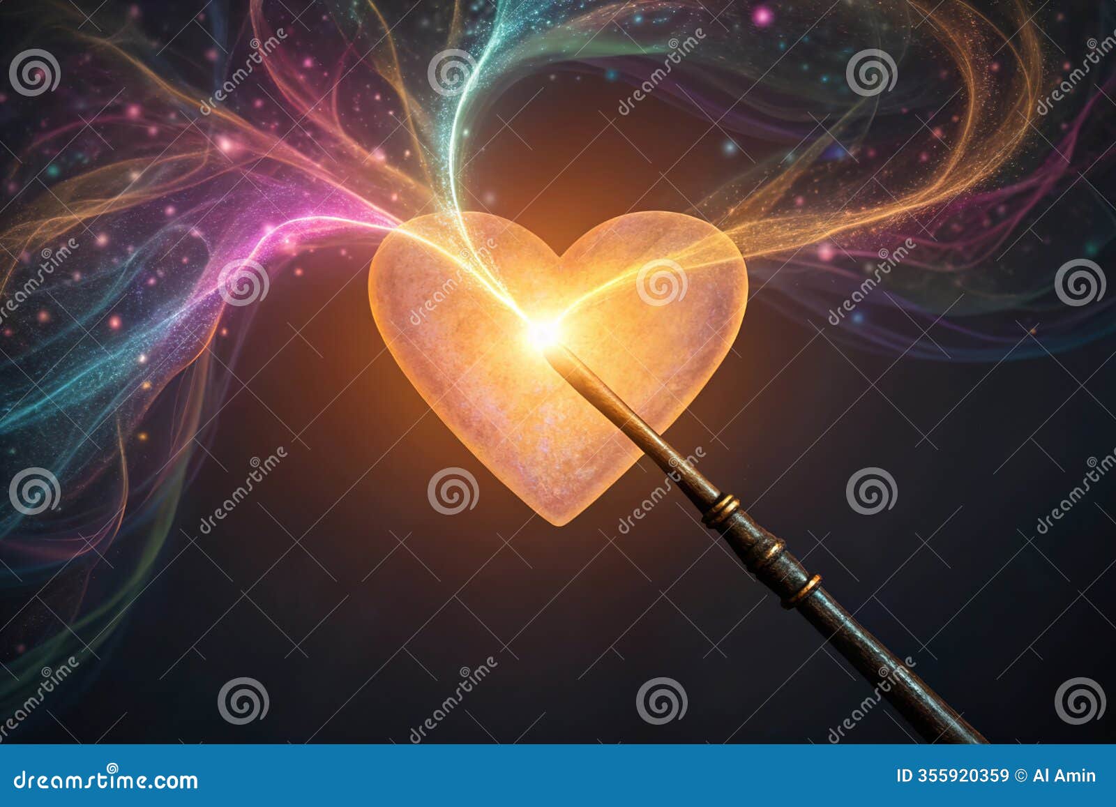 Heart with Harry Potter Wand, Magic Heart Design Stock Illustration ...