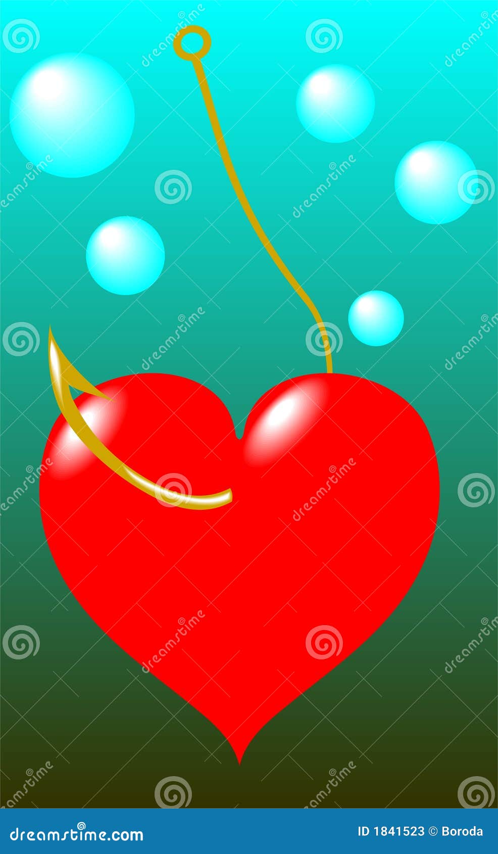 Heart Have Caught on a Hook. Stock Vector - Illustration of hobbies ...