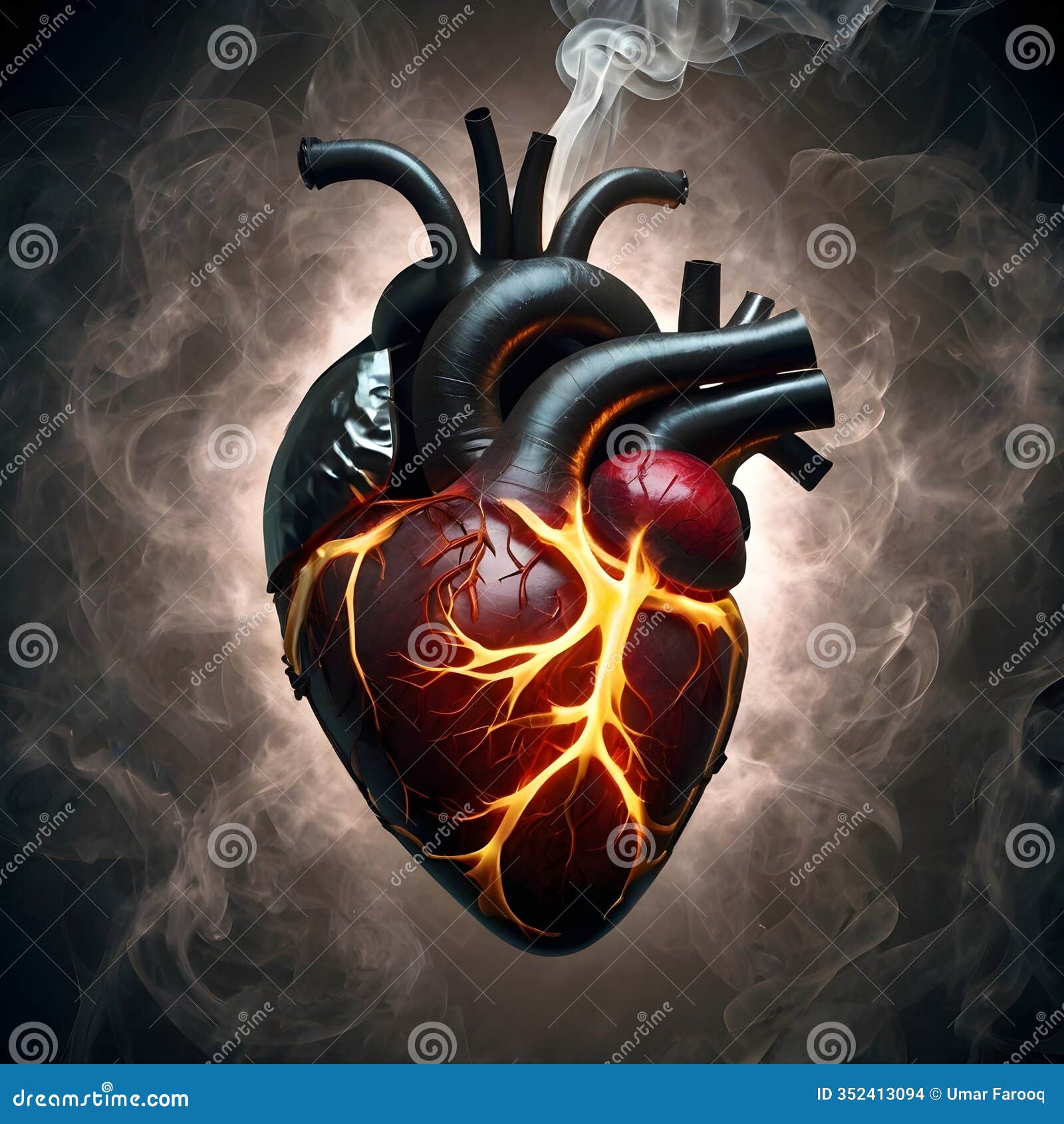 Heart Having Smoky Background Stock Illustration - Illustration of ...