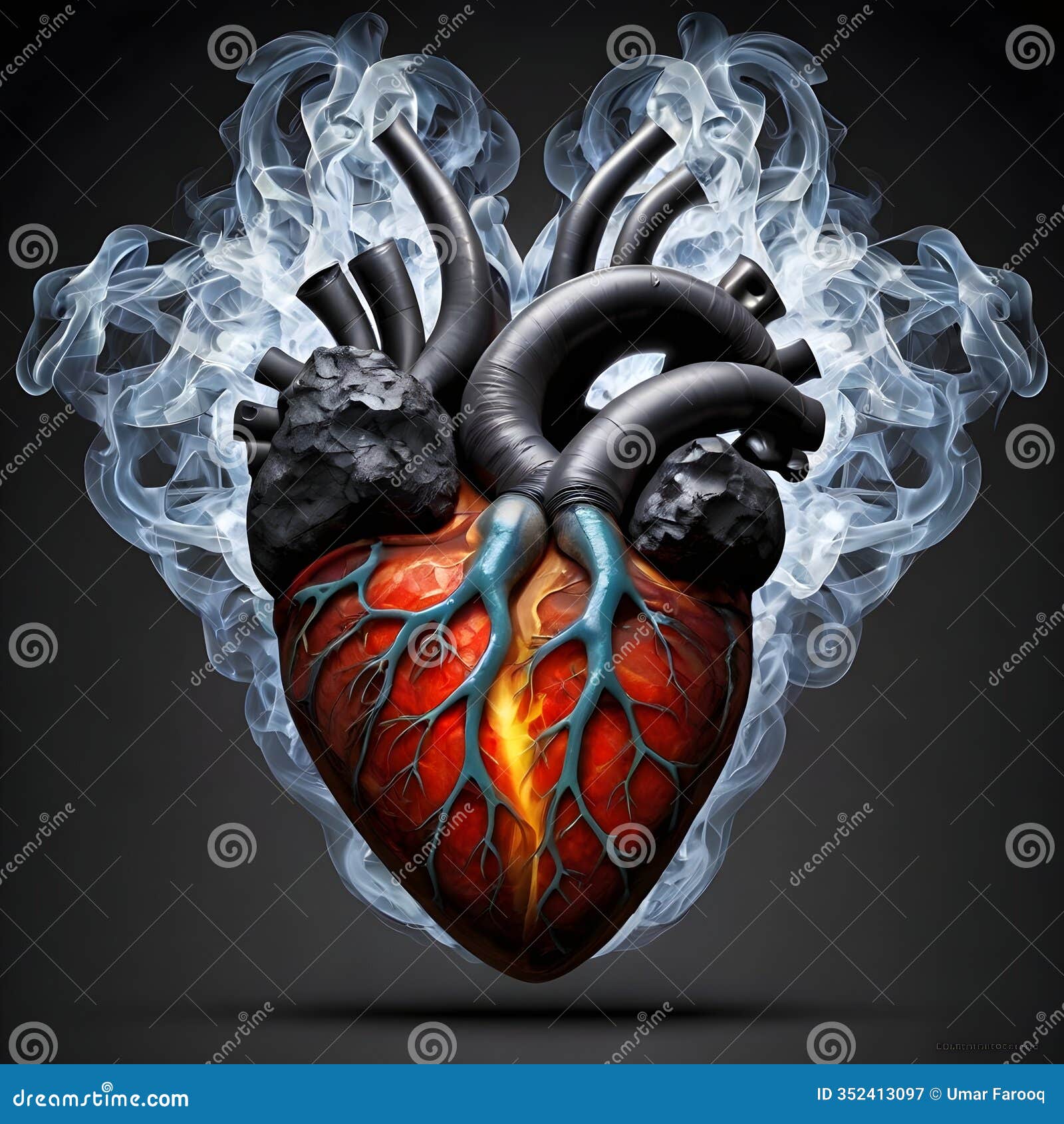 Heart Having Smoky Background Stock Illustration - Illustration of ...