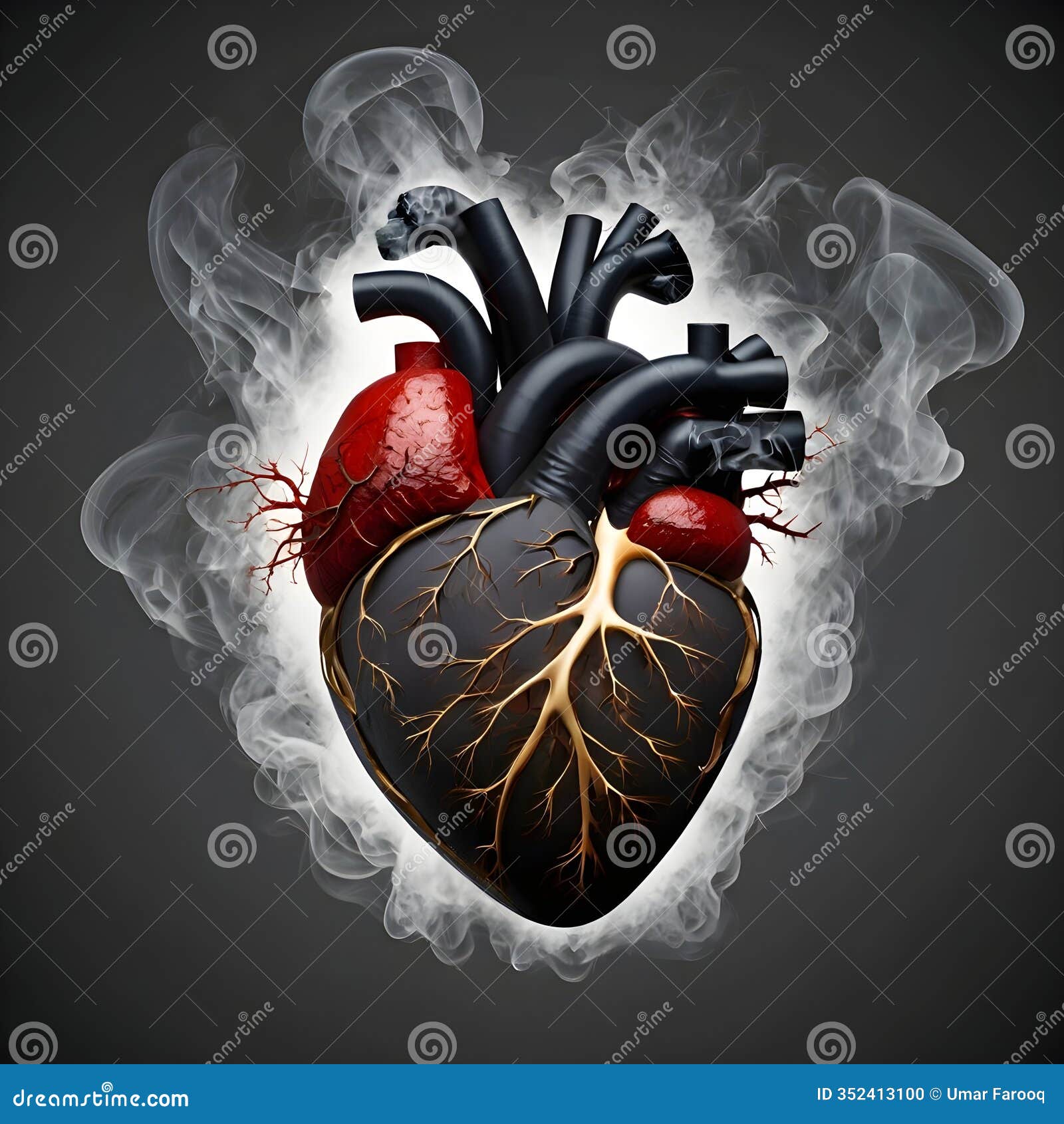 Heart Having Smoky Background Stock Illustration - Illustration of silk ...