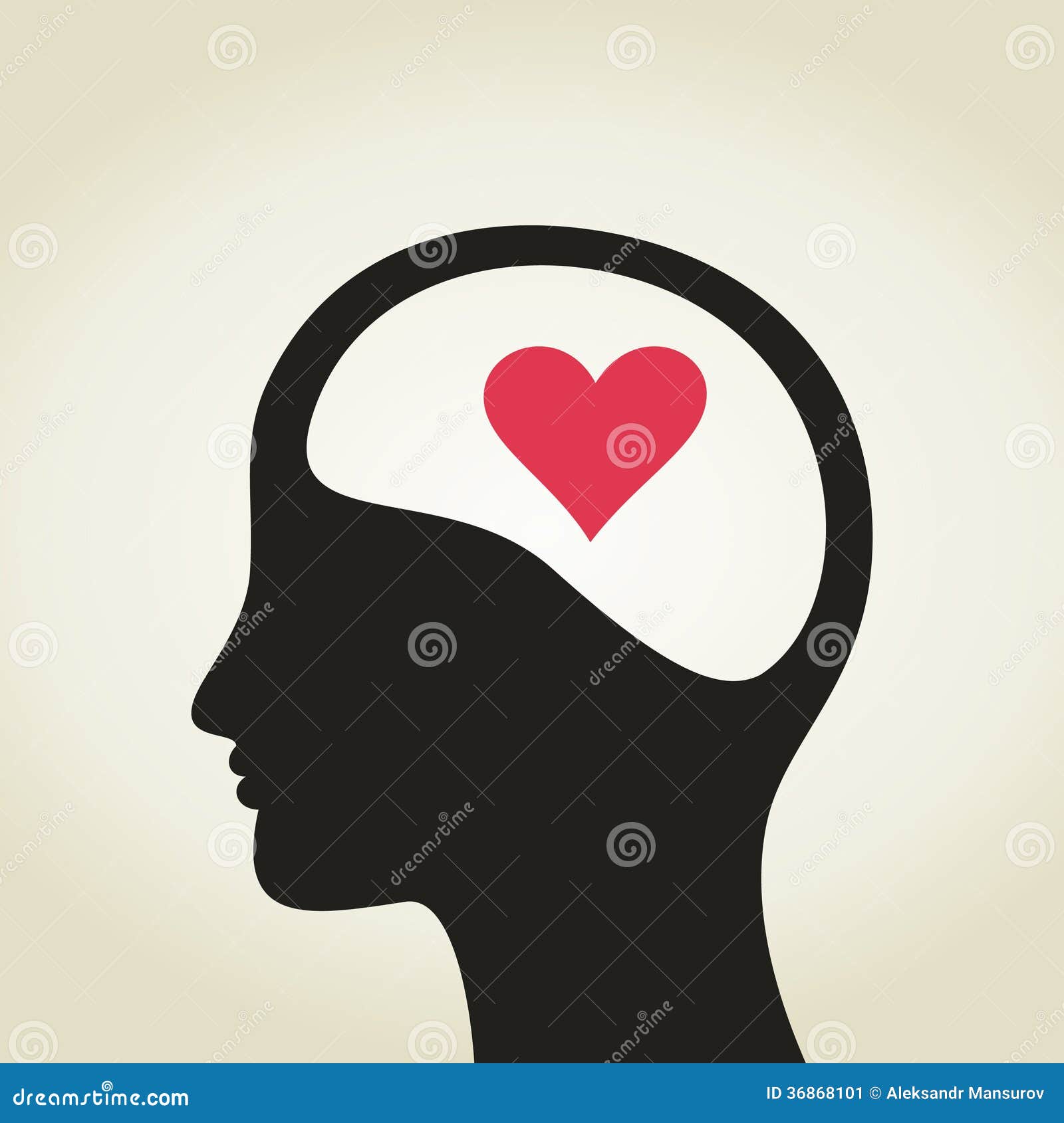 Heart in a head stock vector. Illustration of system - 36868101