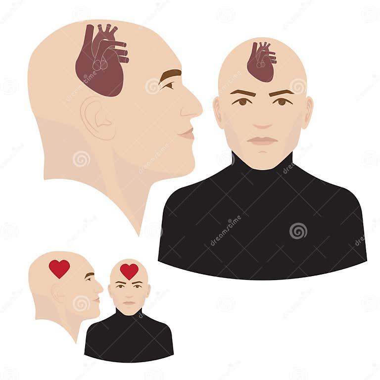 Heart in head stock vector. Illustration of heart, vector - 62899672