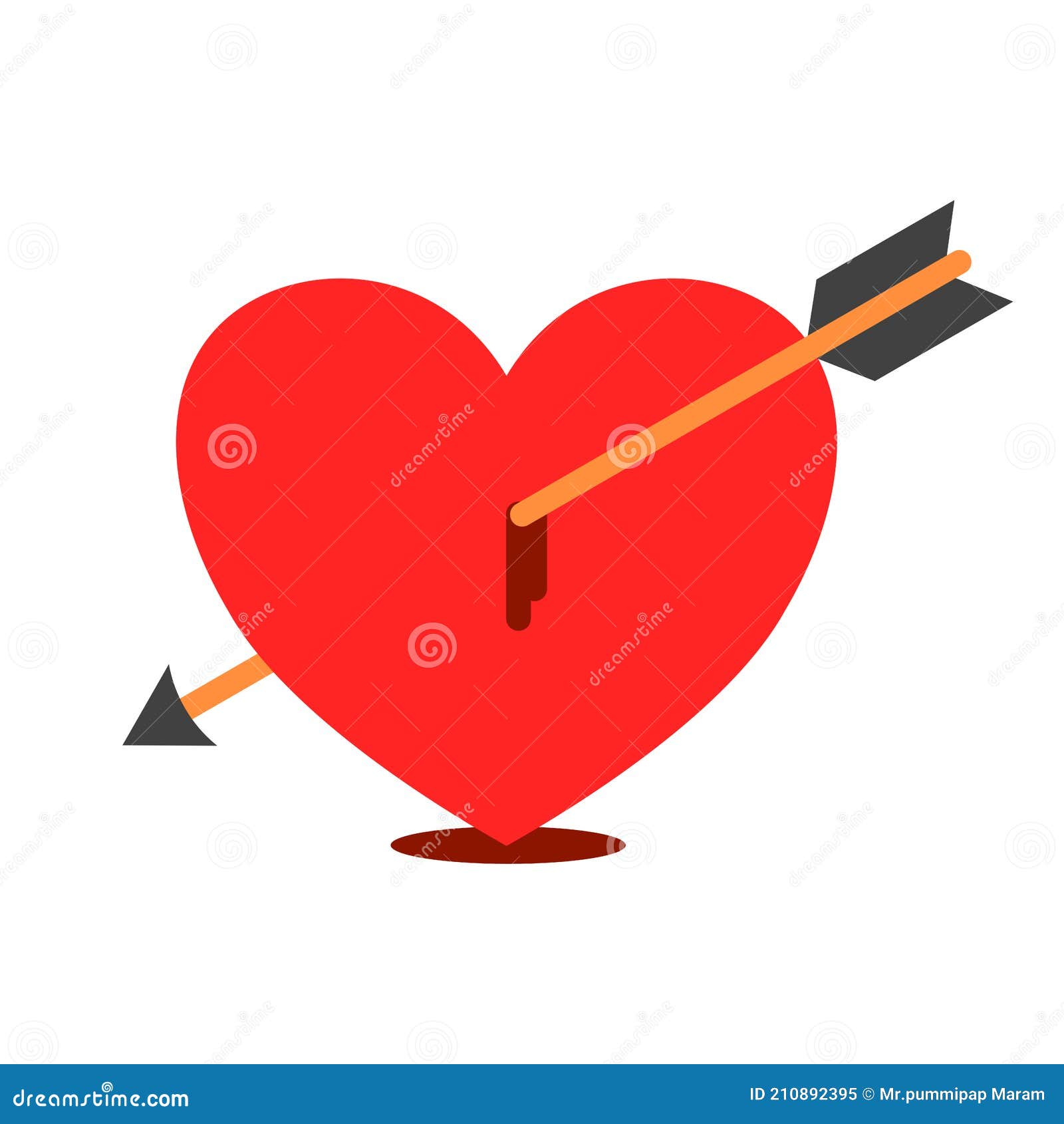 Heart Hit by an Arrow until it Bleeds. Illustration of Love Stock ...
