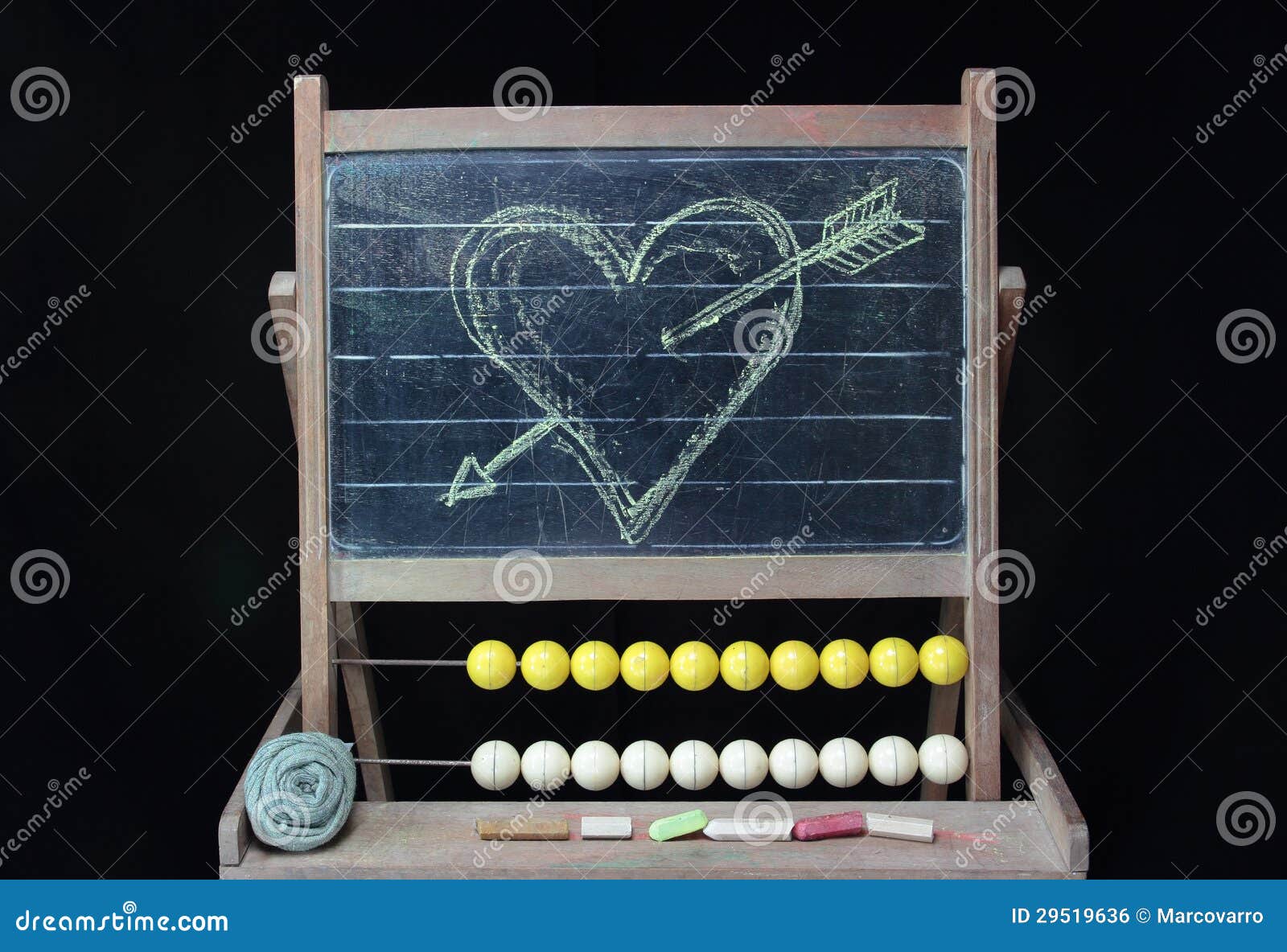 Heart hitted by arrow stock photo. Image of blackboard - 29519636