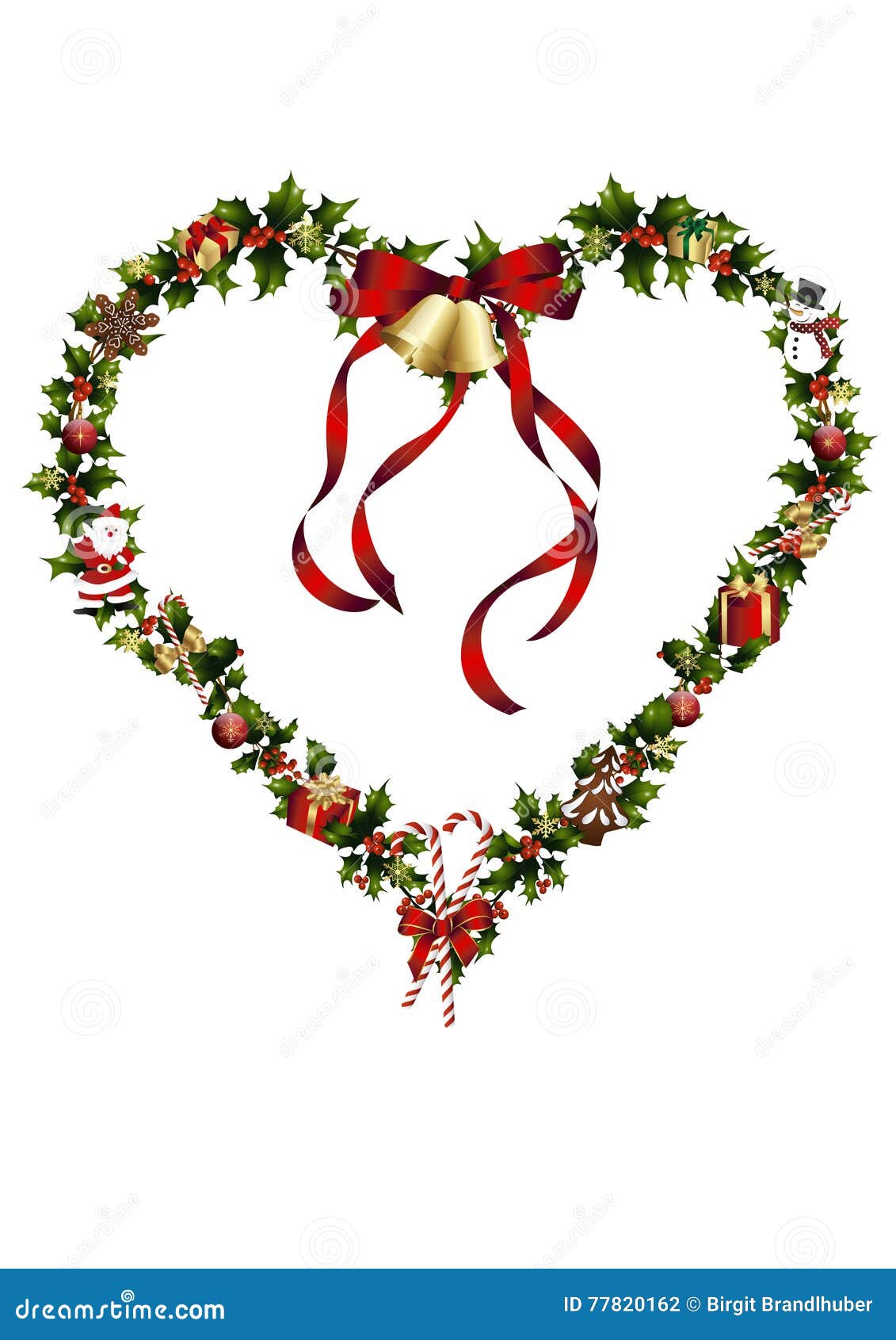 A Heart of Holly with Christmas Decoration Stock Illustration ...