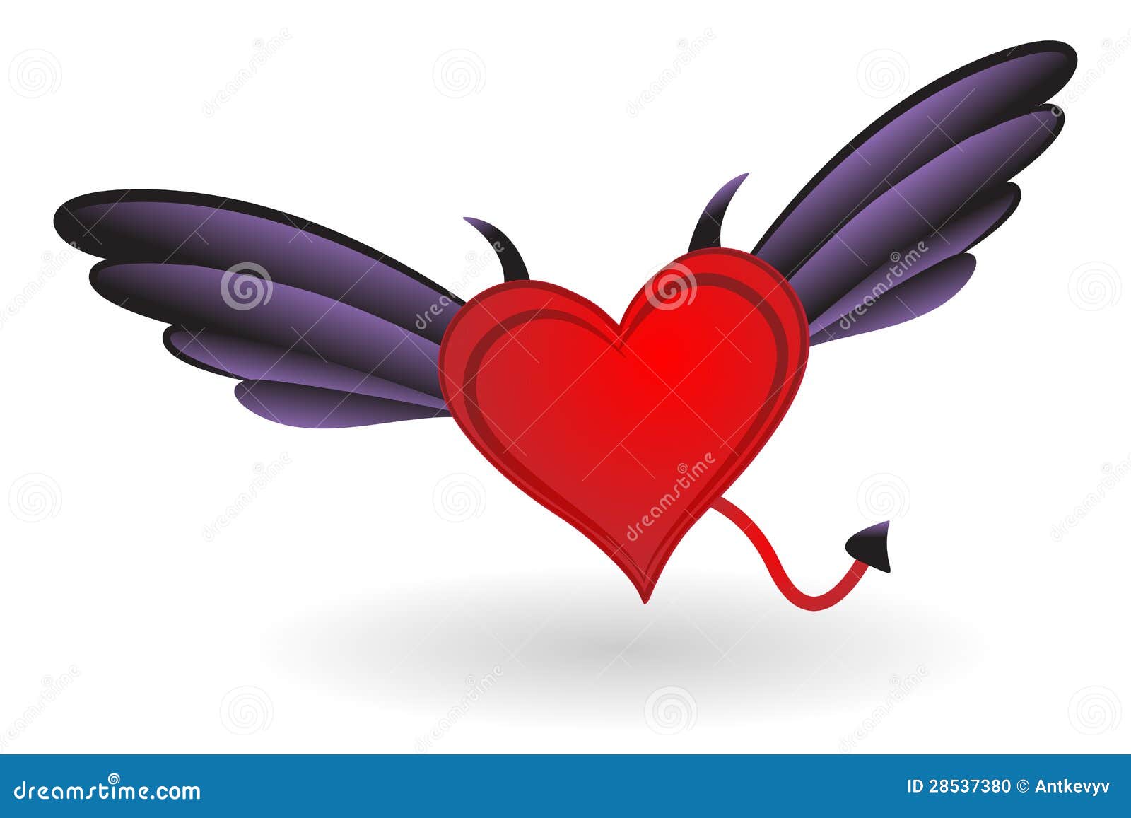 Heart with Horns and Wings stock vector. Illustration of symbol - 28537380