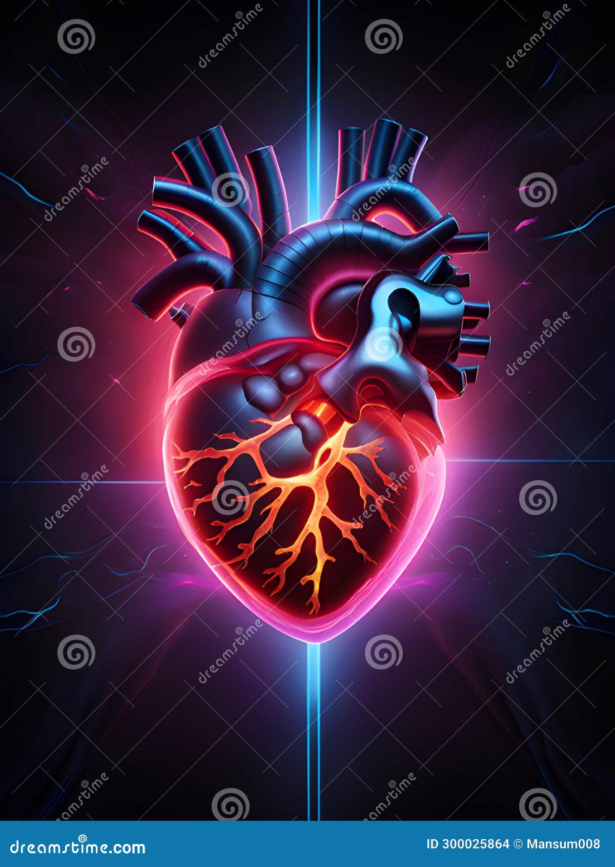 Heart with Human Organ Inside Stock Illustration - Illustration of body ...