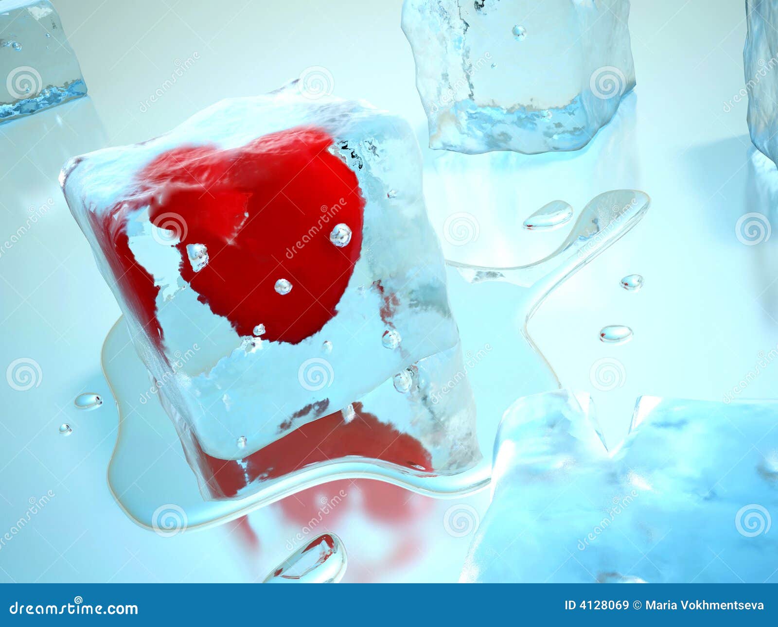 Heart in ice. 3d stock illustration. Illustration of cold - 4128069