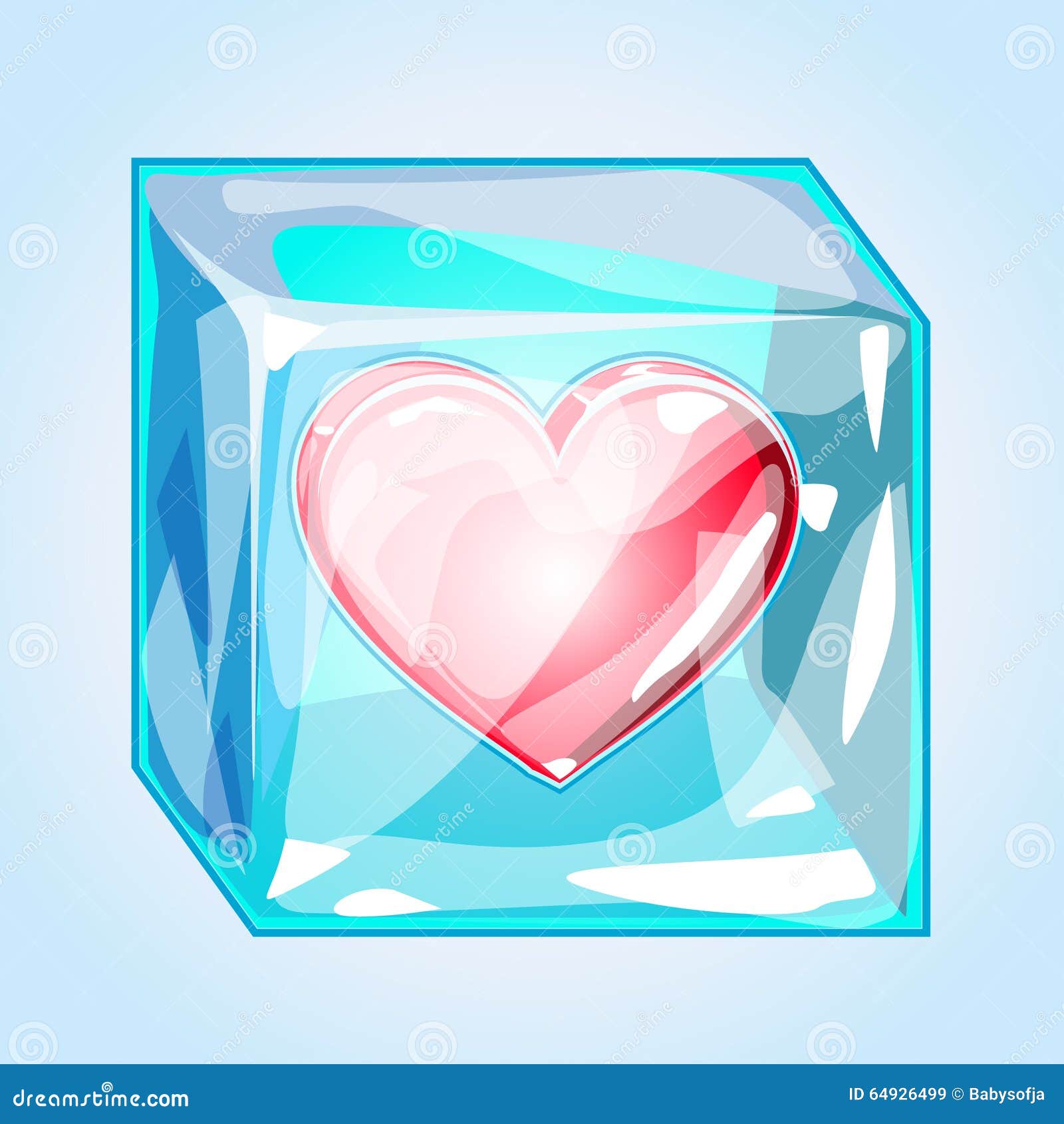 Heart in ice stock vector. Illustration of heat, cube - 64926499