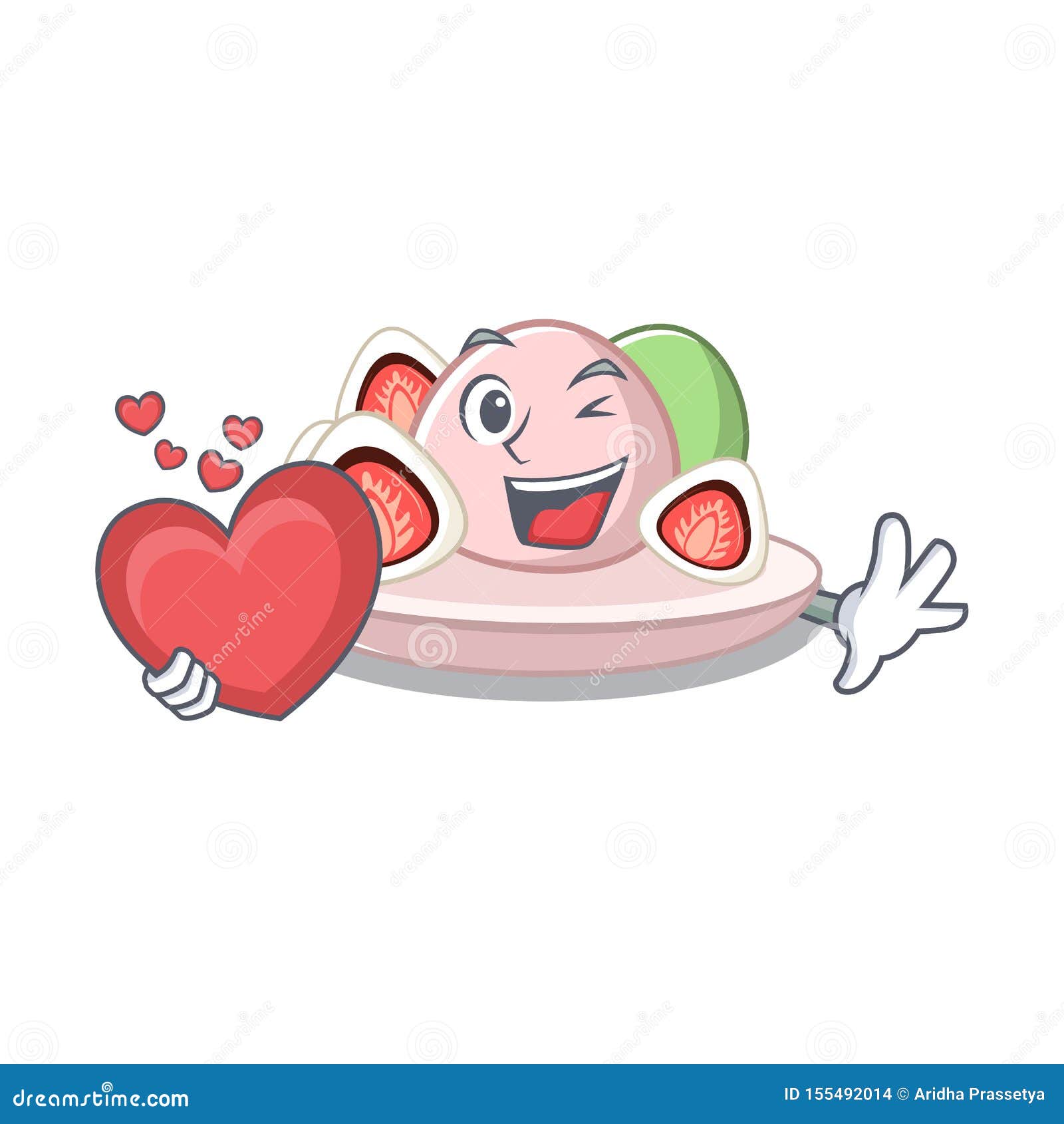 With Heart Ichigo Daifuku Isolated in the Cartoon Stock Vector ...
