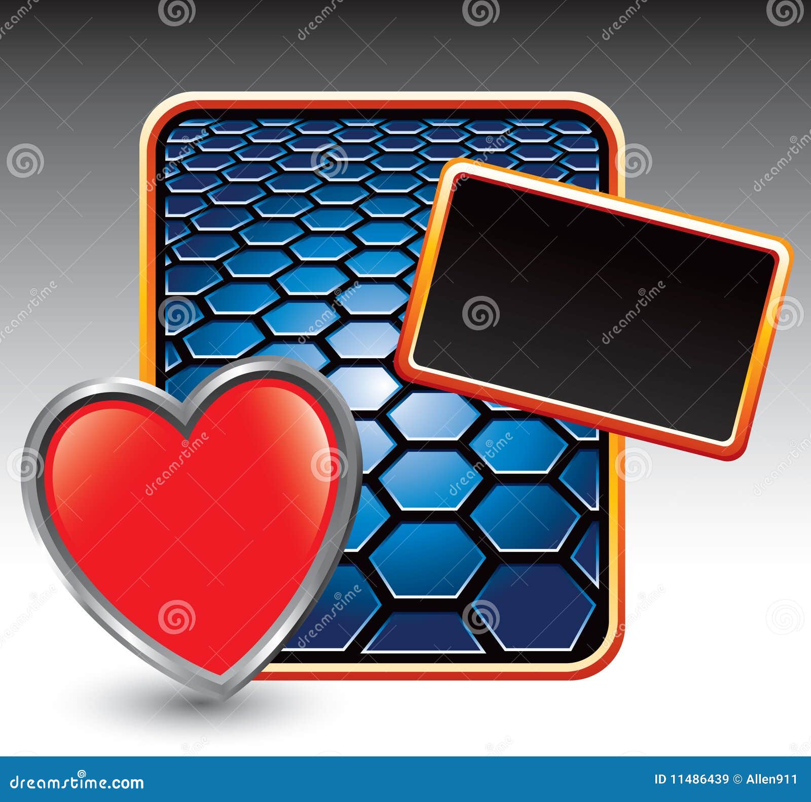 Heart Icon on Blue Hexagon Advertisement Stock Vector - Illustration of ...