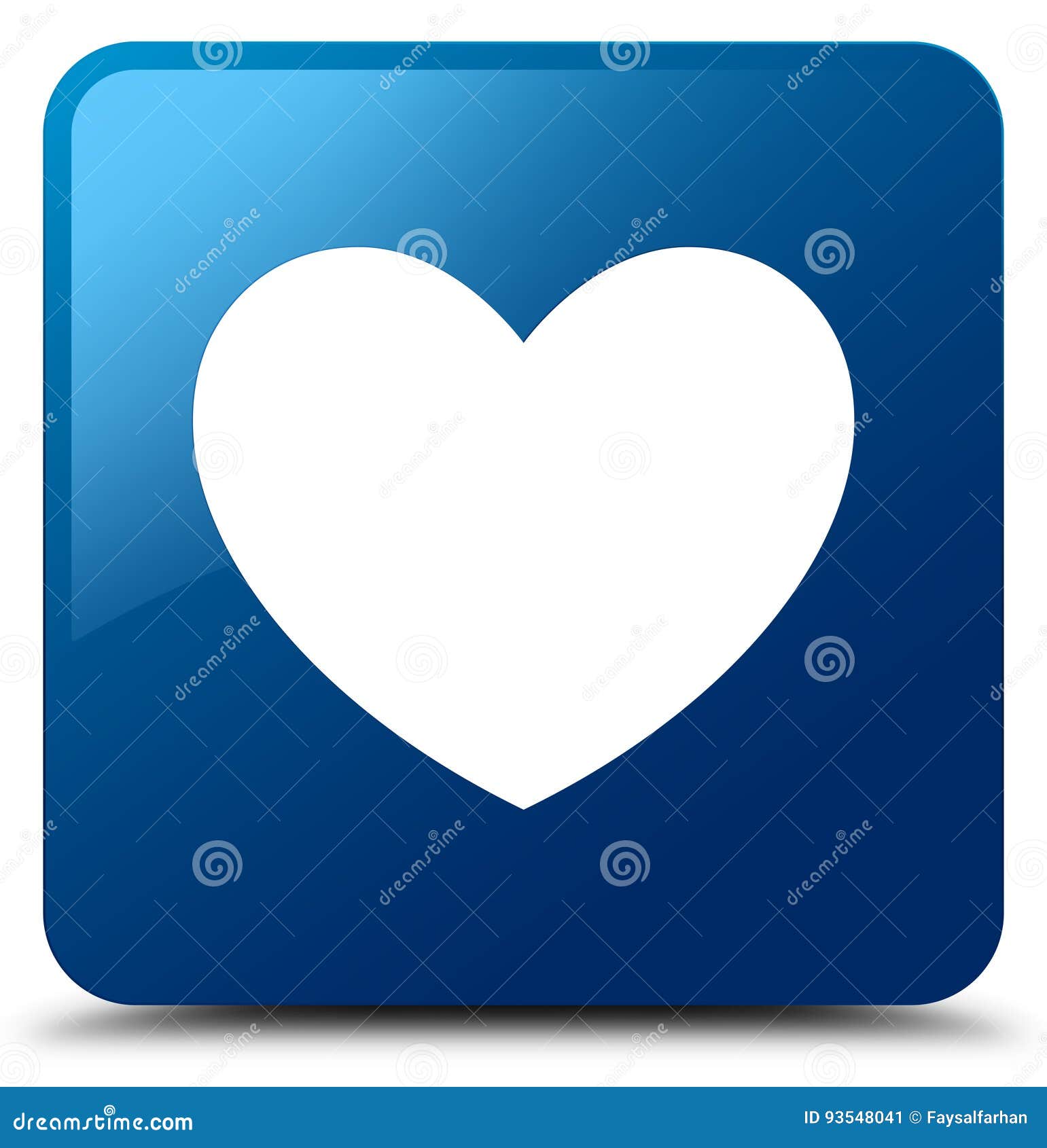 Heart Icon Blue Square Button Stock Illustration - Illustration of ...