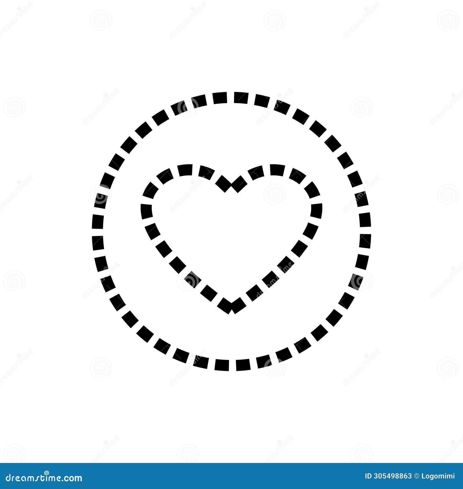 Heart Icon Design in Dashed Line Style, Love Symbol Vector Stock ...