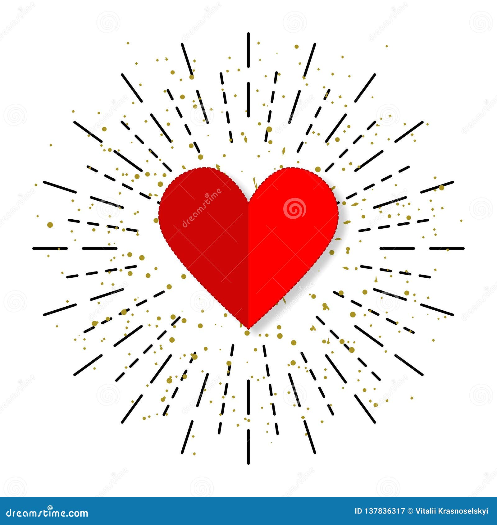 Heart Icon in Flat Design with Burst, Vector Stock Vector ...