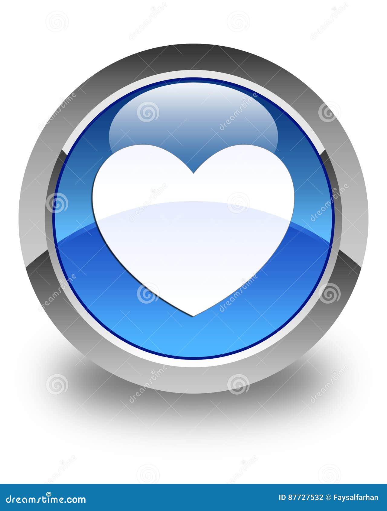 Heart Icon Glossy Blue Round Button Stock Illustration - Illustration ...
