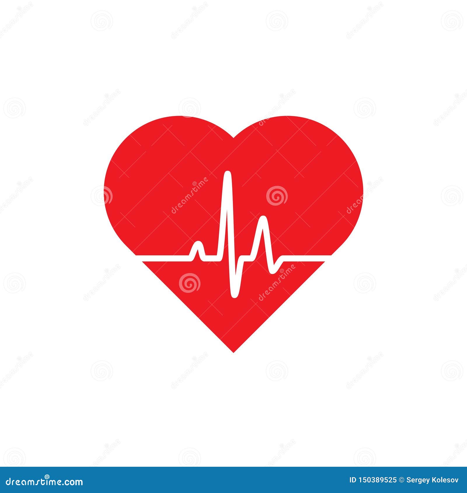 Heart, Icon Of Human Health. Red Heart Icon With Pulse Line On White ...