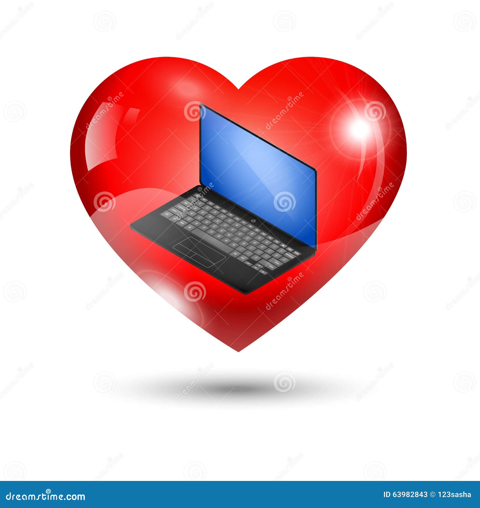 Heart icon with a laptop stock vector. Illustration of heart - 63982843