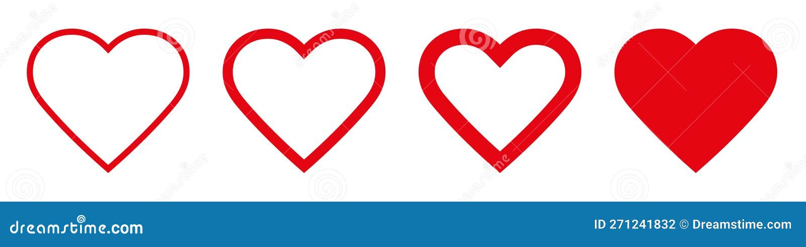 Heart Icon Line Set Simple Design Stock Illustration - Illustration of ...