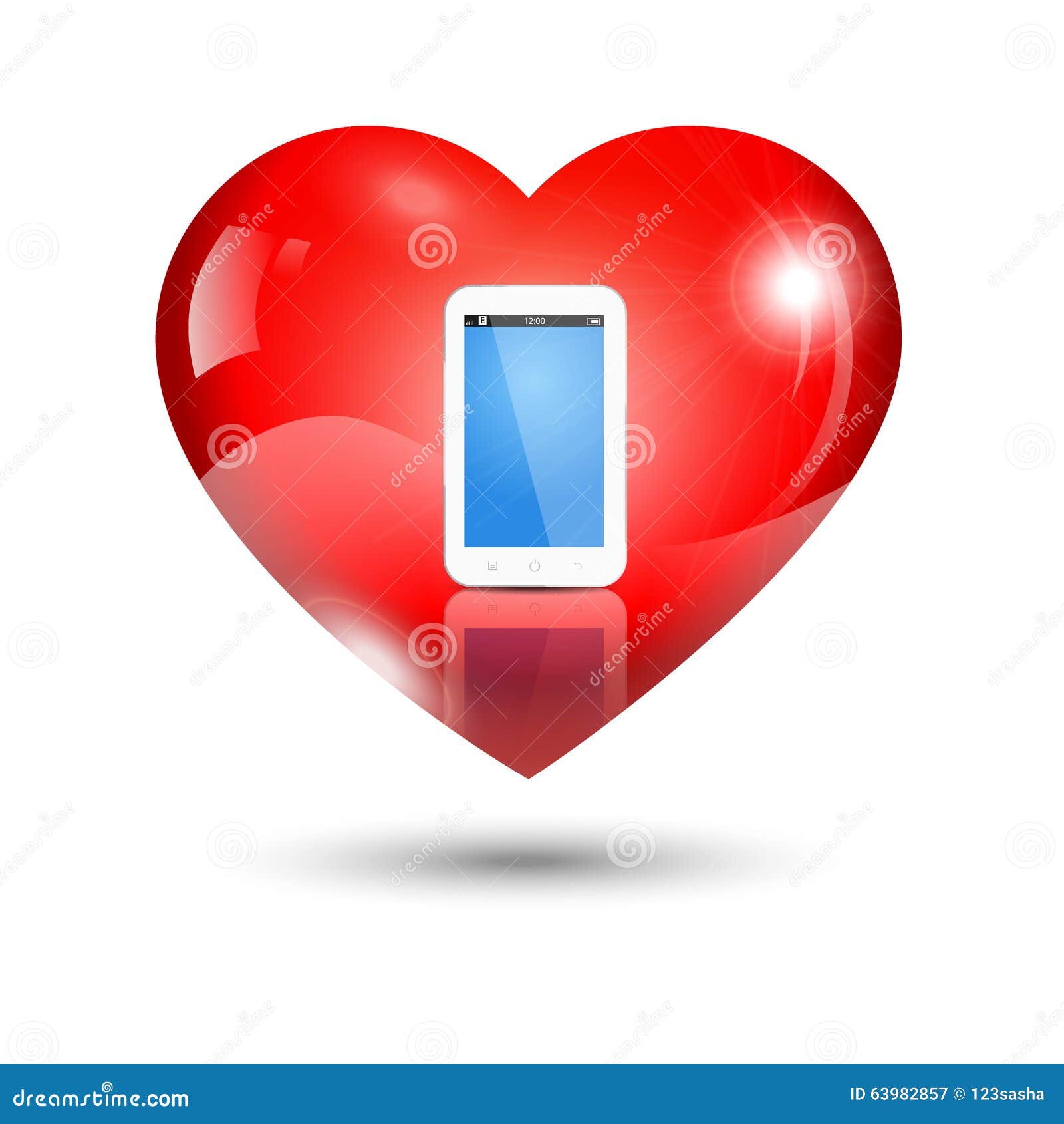 Heart Icon with a Mobile Phone Stock Vector - Illustration of valentine ...