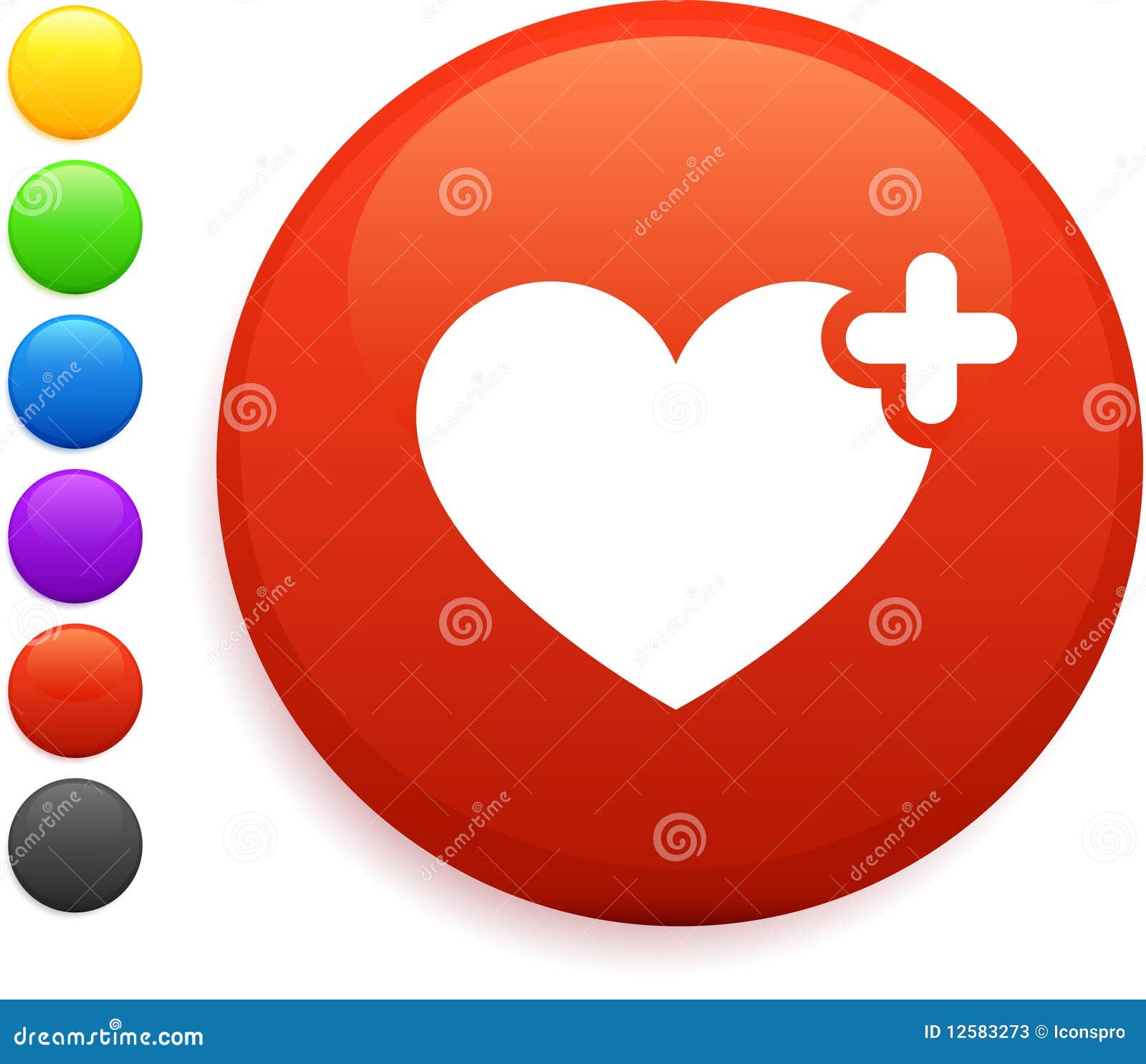 Heart Icon on Round Internet Button Stock Illustration - Illustration ...