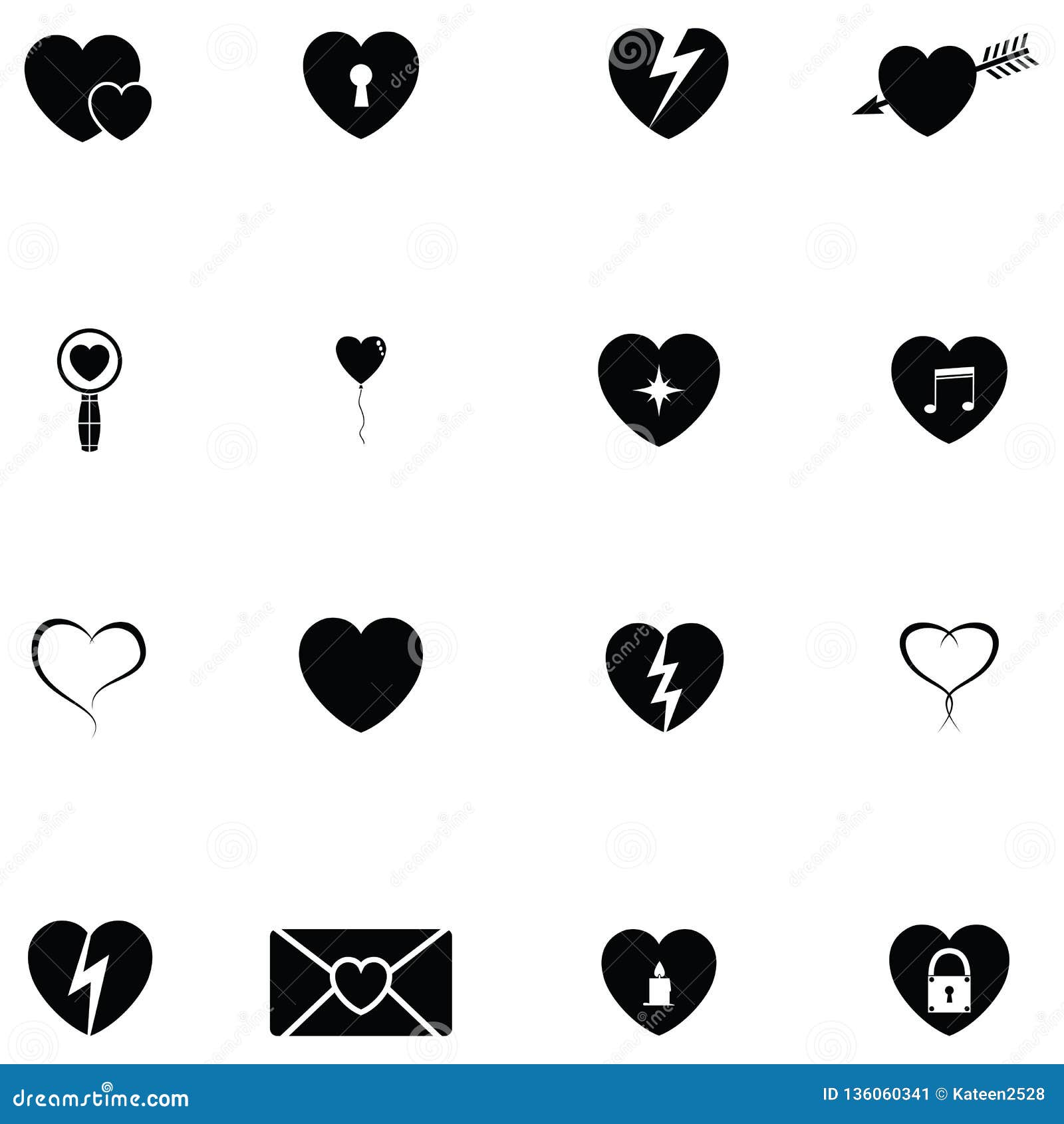 Heart icon set stock vector. Illustration of design - 136060341
