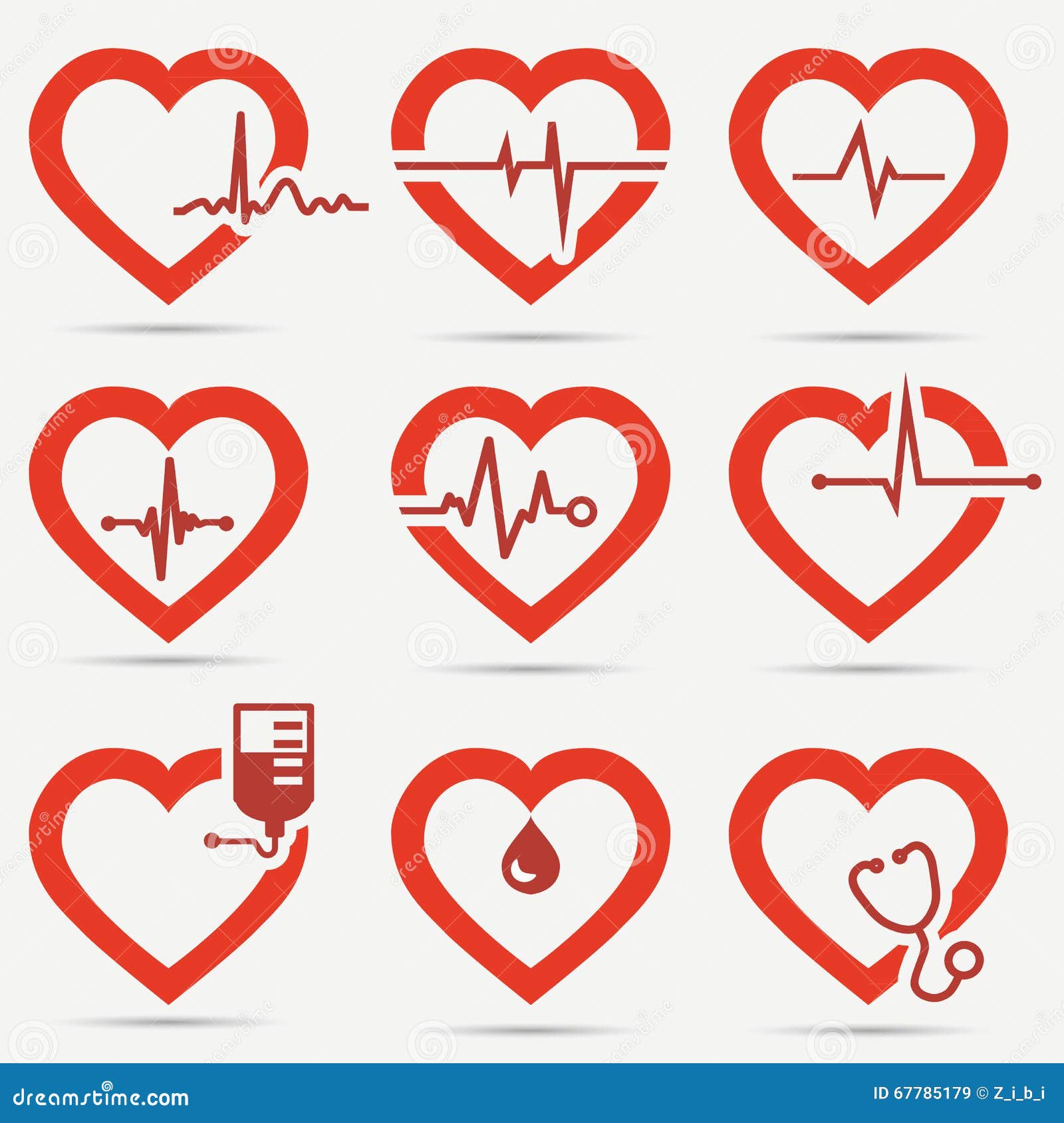 Heart Icon Set stock vector. Illustration of drop, rhythm - 67785179