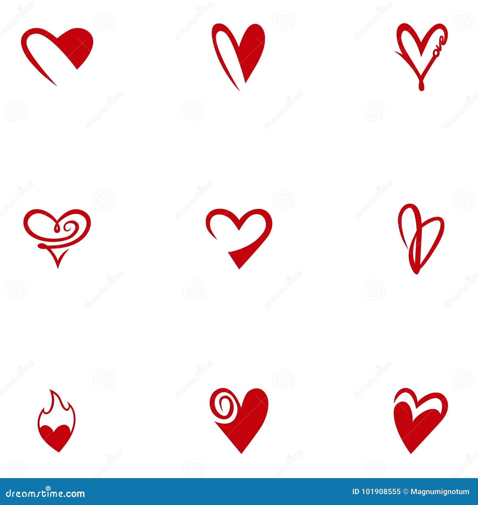 Heart icon set stock vector. Illustration of element - 101908555