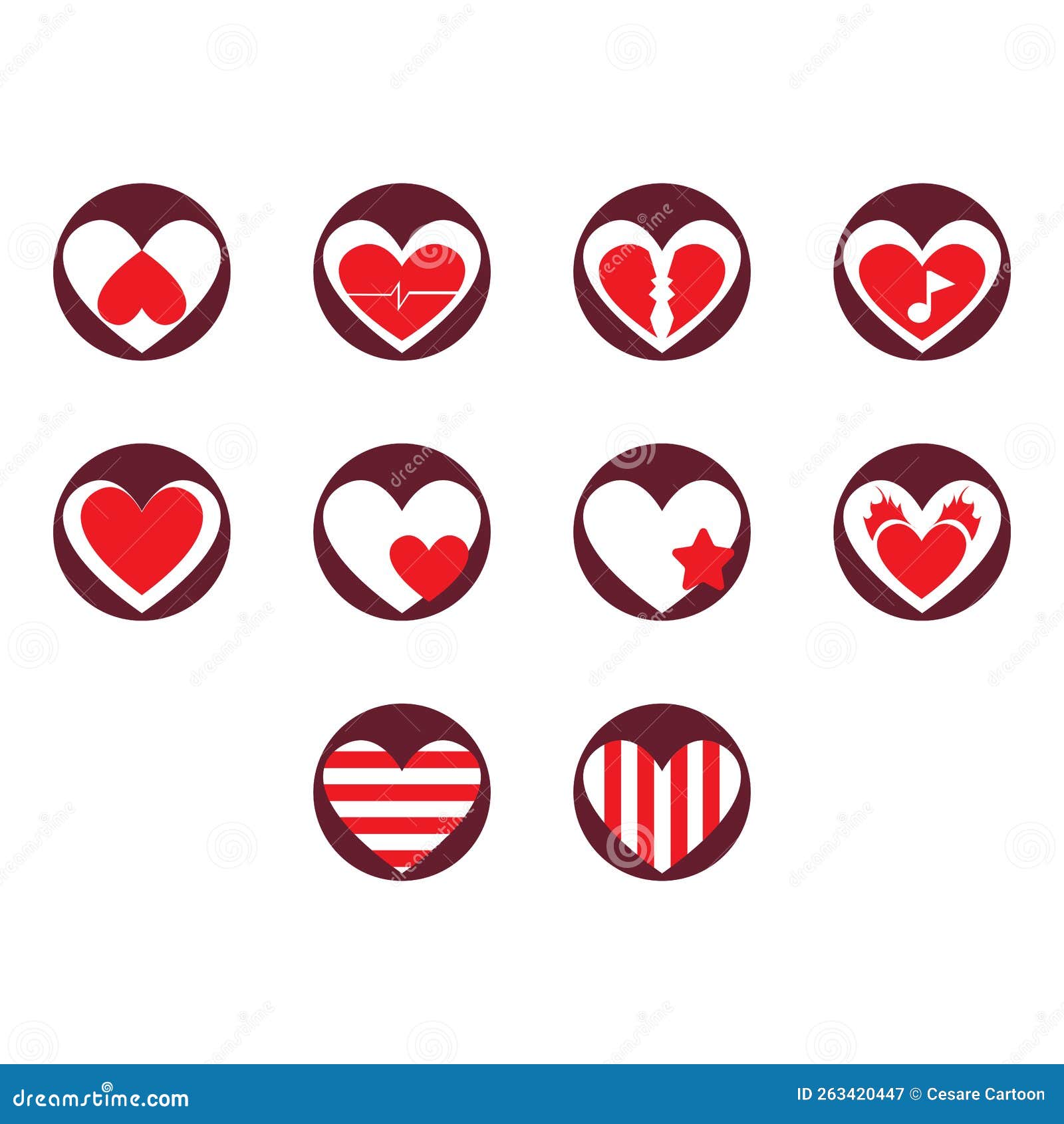 Heart icon set stock vector. Illustration of symbol - 263420447