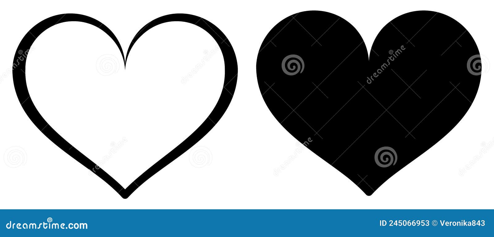 Heart Icon Set. Love Symbol. Outline And Silhouette Vector Illustration ... Heart Icon Set. Love Symbol. Outline And Silhouette Vector Illustration ...
