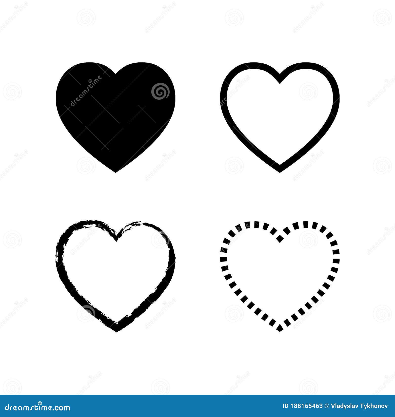 Heart Icon Set. Heart Symbol in Different Styles Vector EPS 10 Stock ...