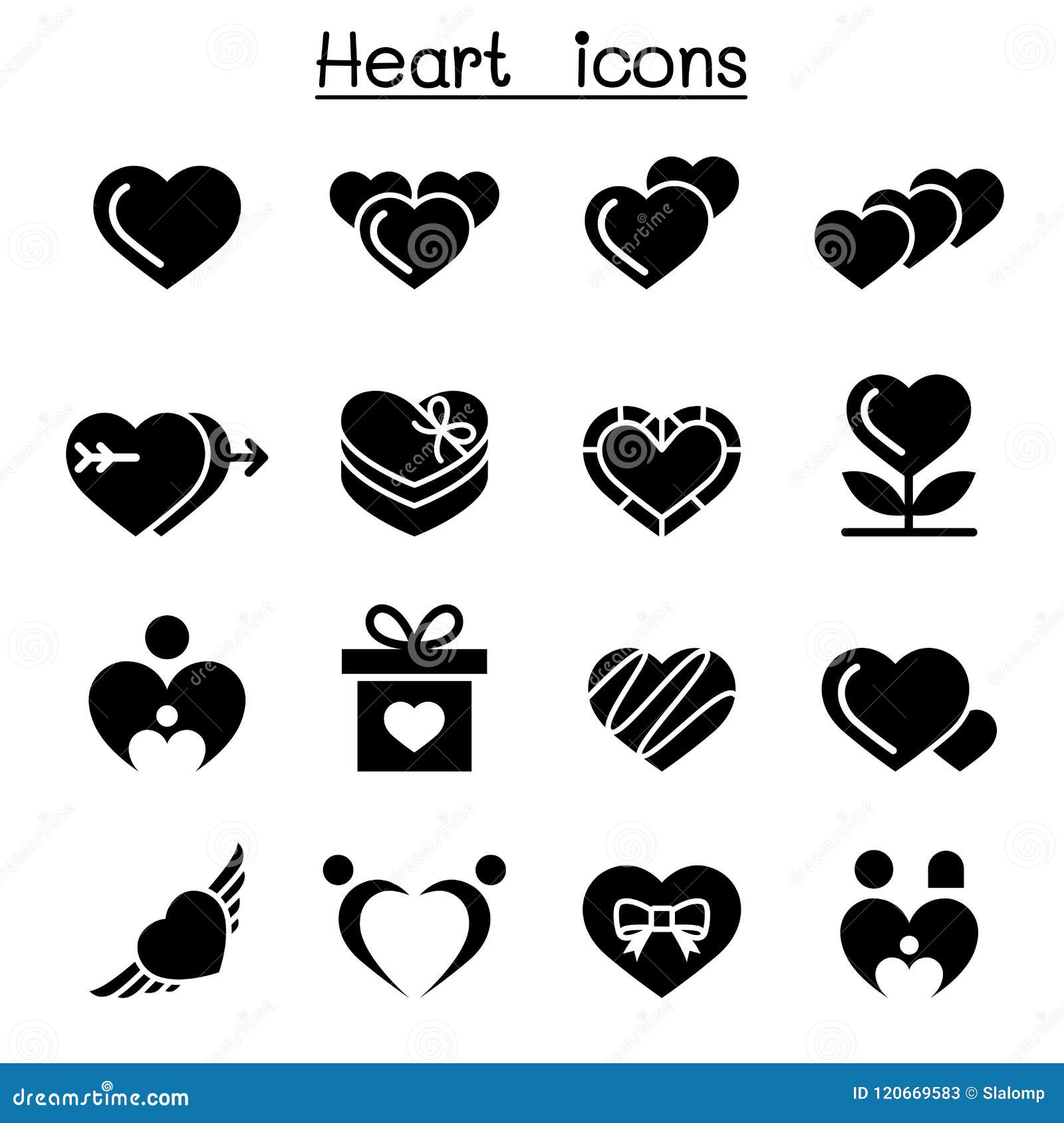 Heart icon set stock vector. Illustration of feeling - 120669583