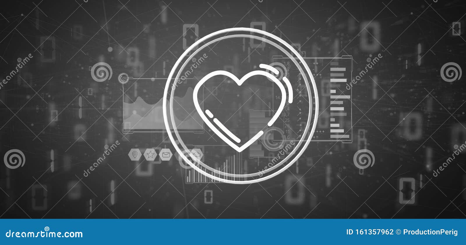 Heart Icon Surrounded by Data Stock Illustration - Illustration of ...