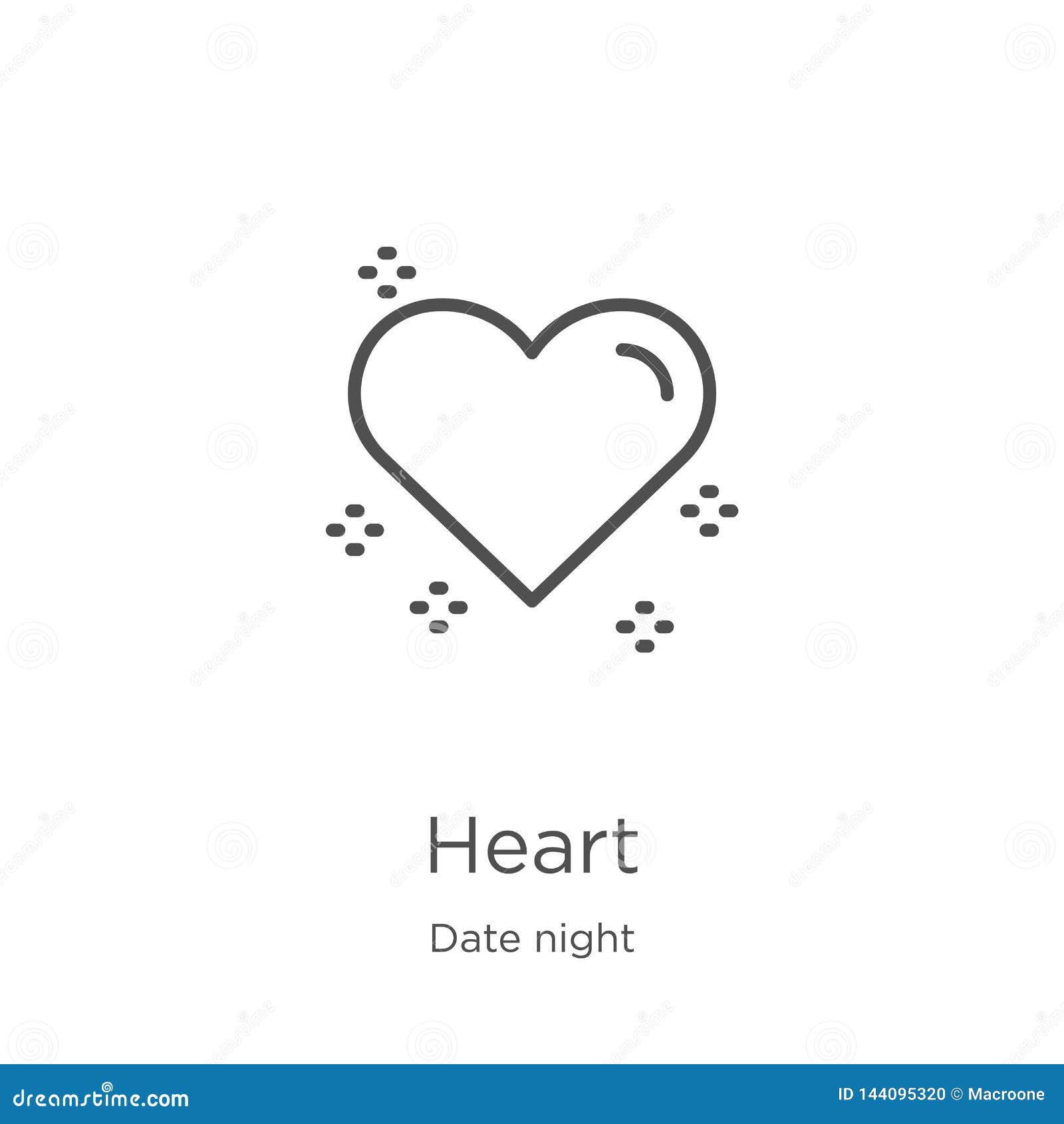 Heart Icon Vector from Date Night Collection. Thin Line Heart Outline ...