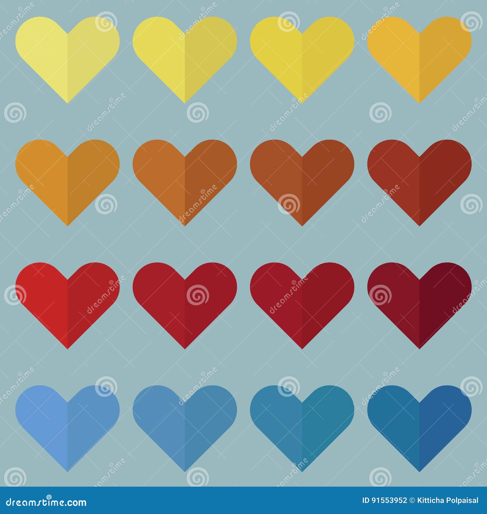 Heart Icon Vector with Four Color. Stock Vector - Illustration of heart ...