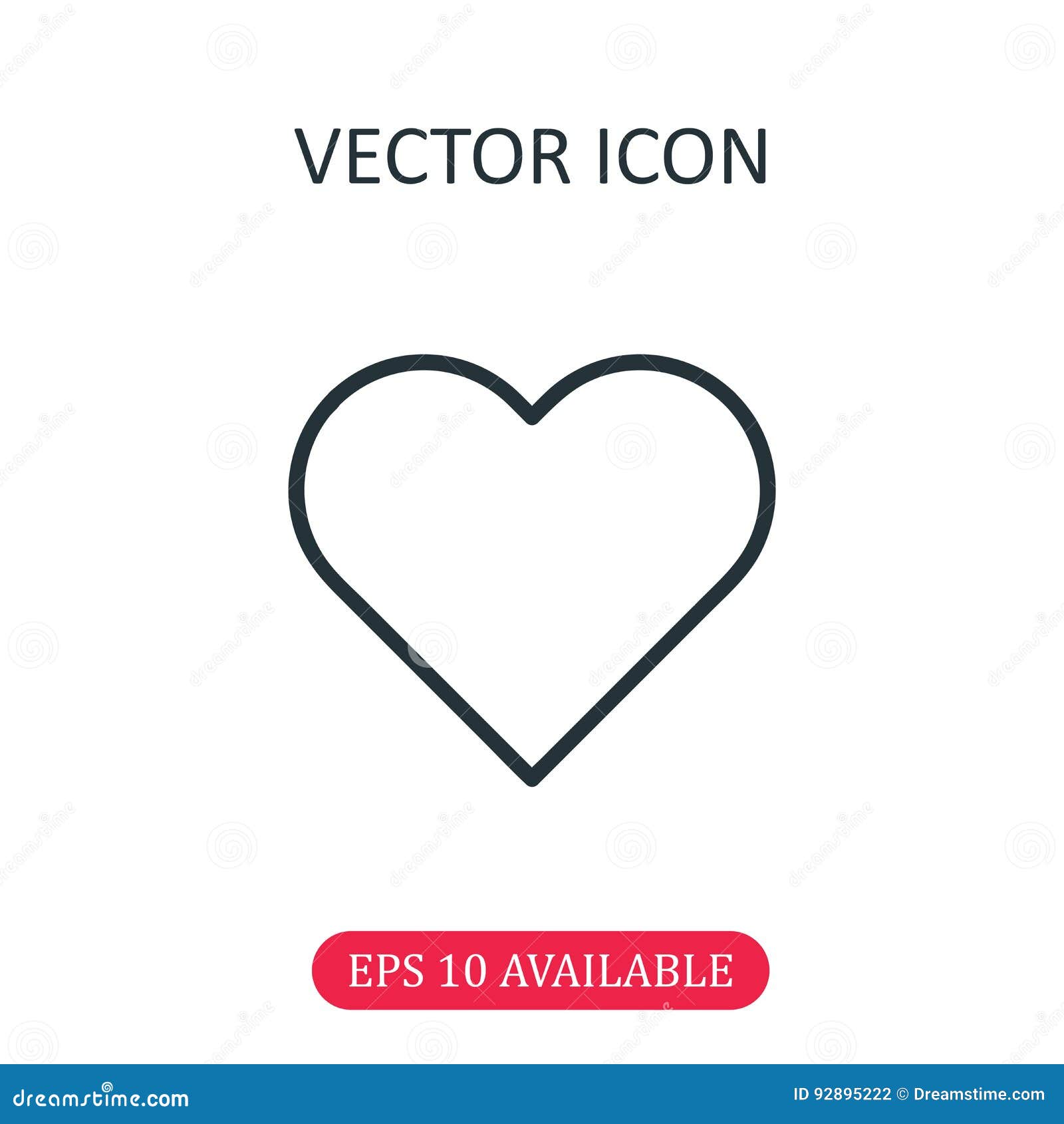 Heart icon vector stock vector. Illustration of style - 92895222